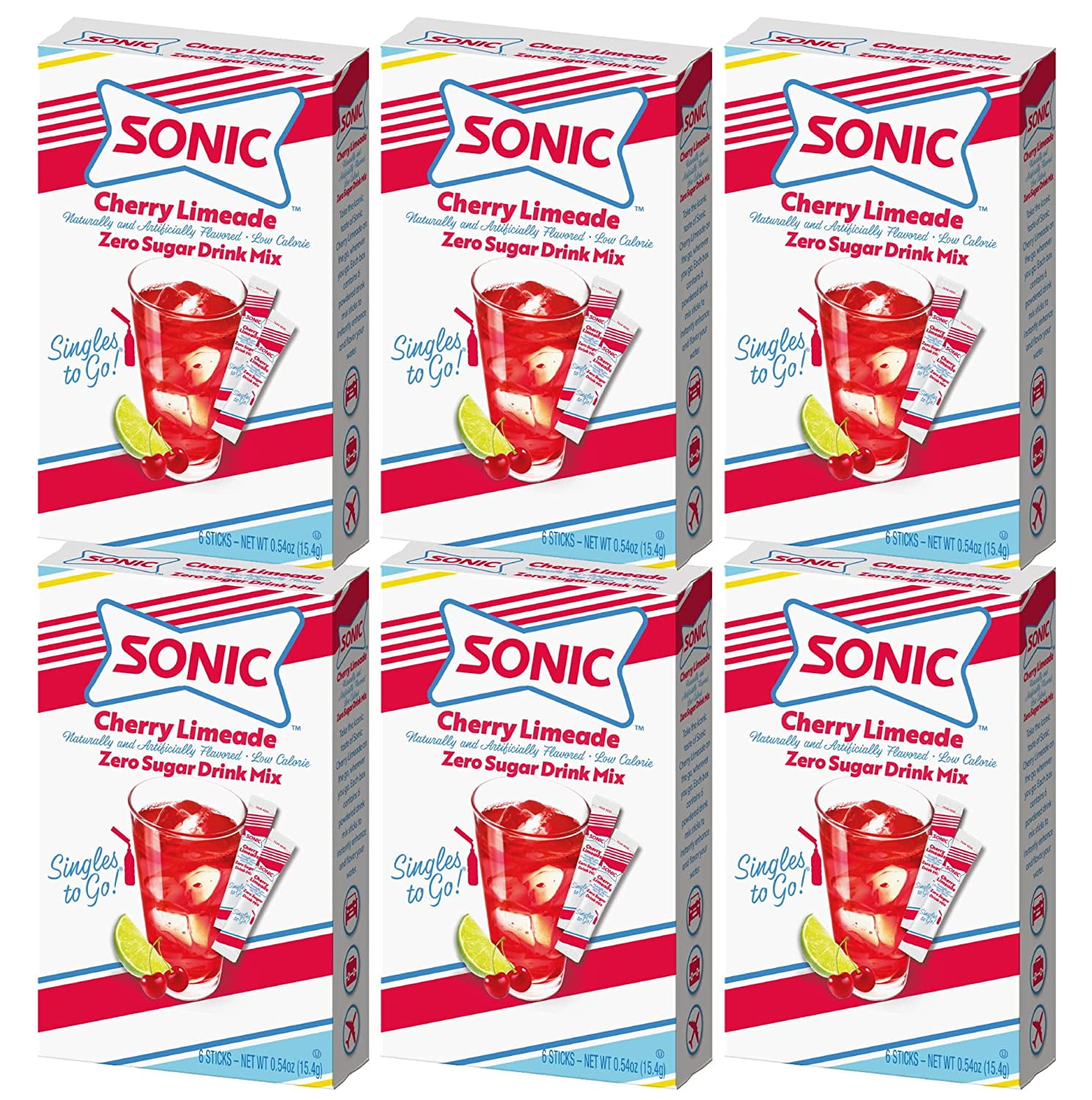 Sonic Sonic Powdered Drink Mix, Cherry Limeade, 6 Sticks Per Box,(Pack ...