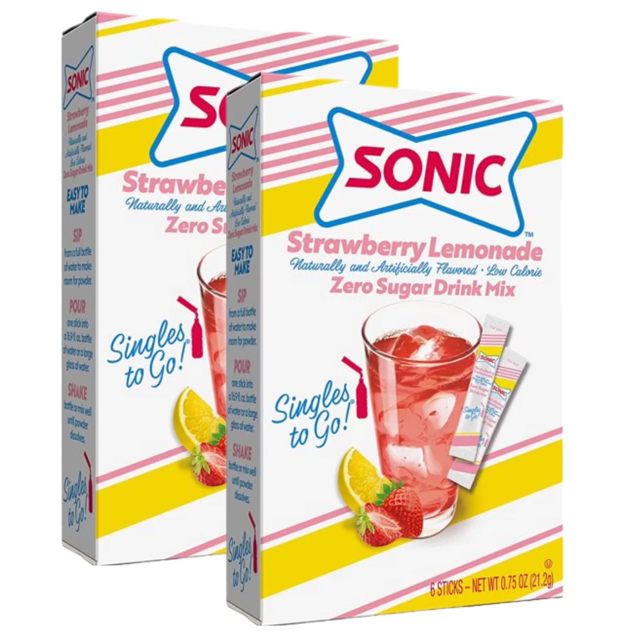 Sonic Strawberry Lemonade Singles to Go Drink Mix Sugar-Free Caffeine ...