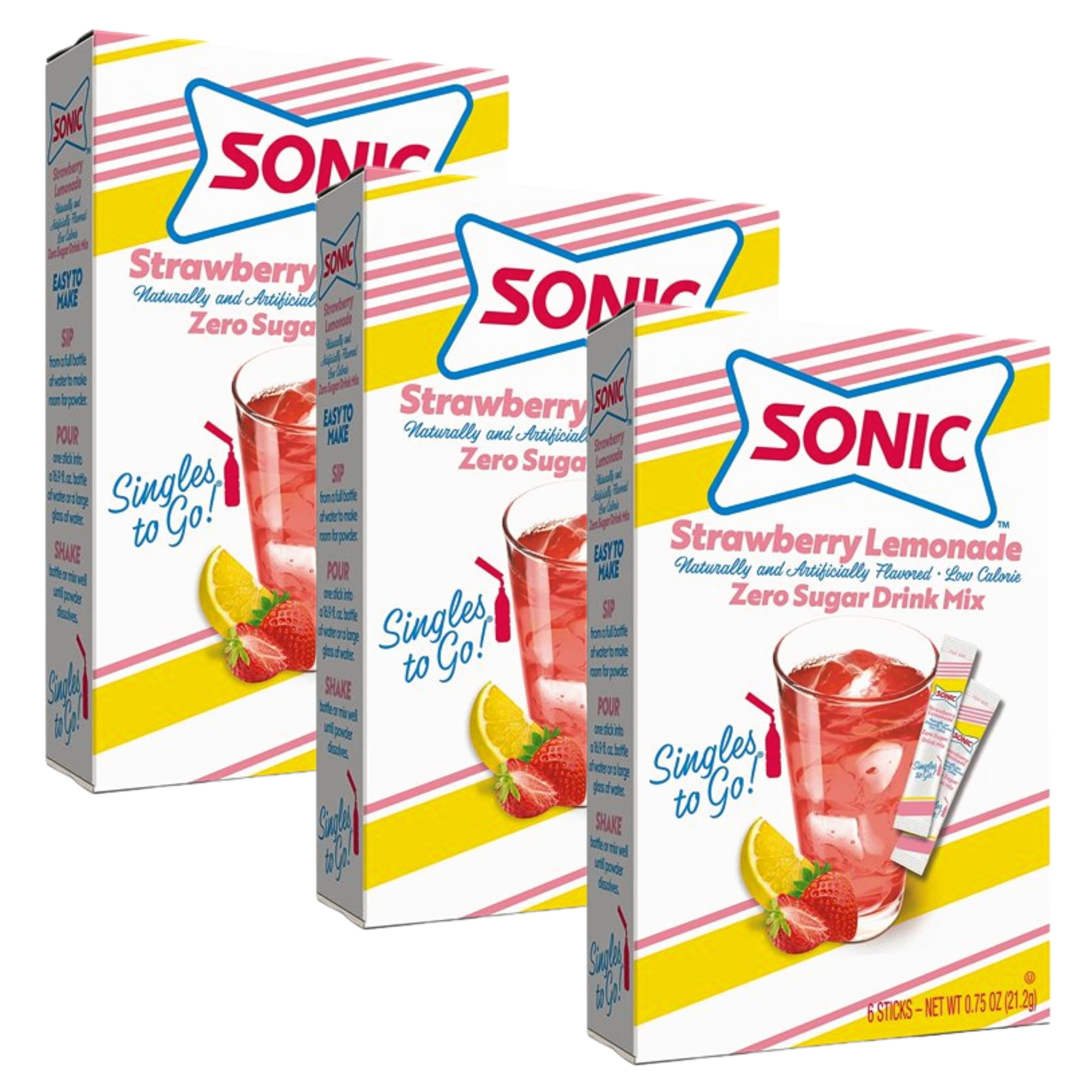 Sonic Strawberry Lemonade Singles To Go Zero Sugar Powdered Drink Mix ...