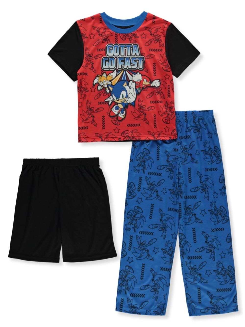 Sonic, Tails and Knuckles 'Gotta Go Fast' Boy's 3-Piece Pajama Set ...