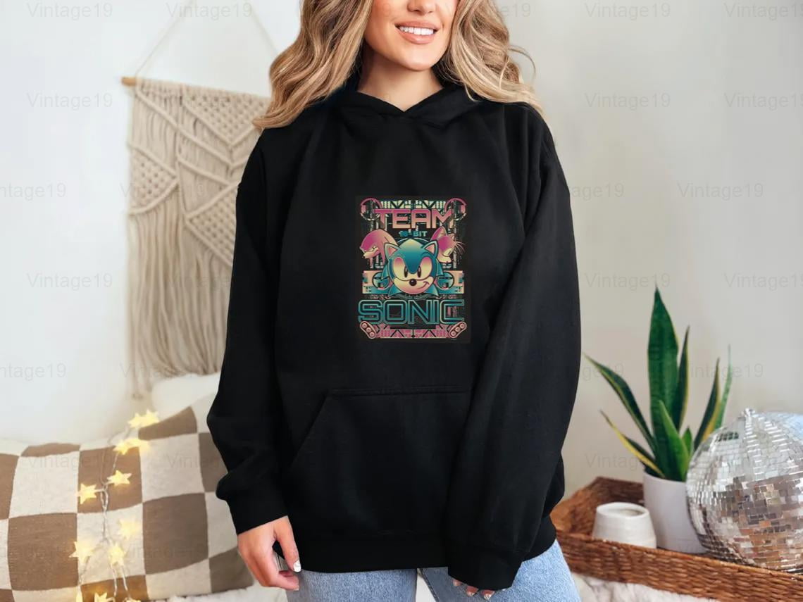 Sonic Team Hoodie with Pixel Art Retro Character Design, for men ...