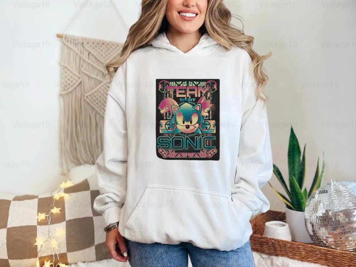 Sonic Team Hoodie with Pixel Art Retro Character Design, for men ...