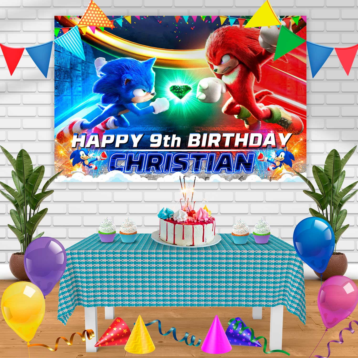 Sonic The Hedgehog 2 2022 V5 Birthday Banner Personalized Party Backdrop Decoration 60 x 44 ...
