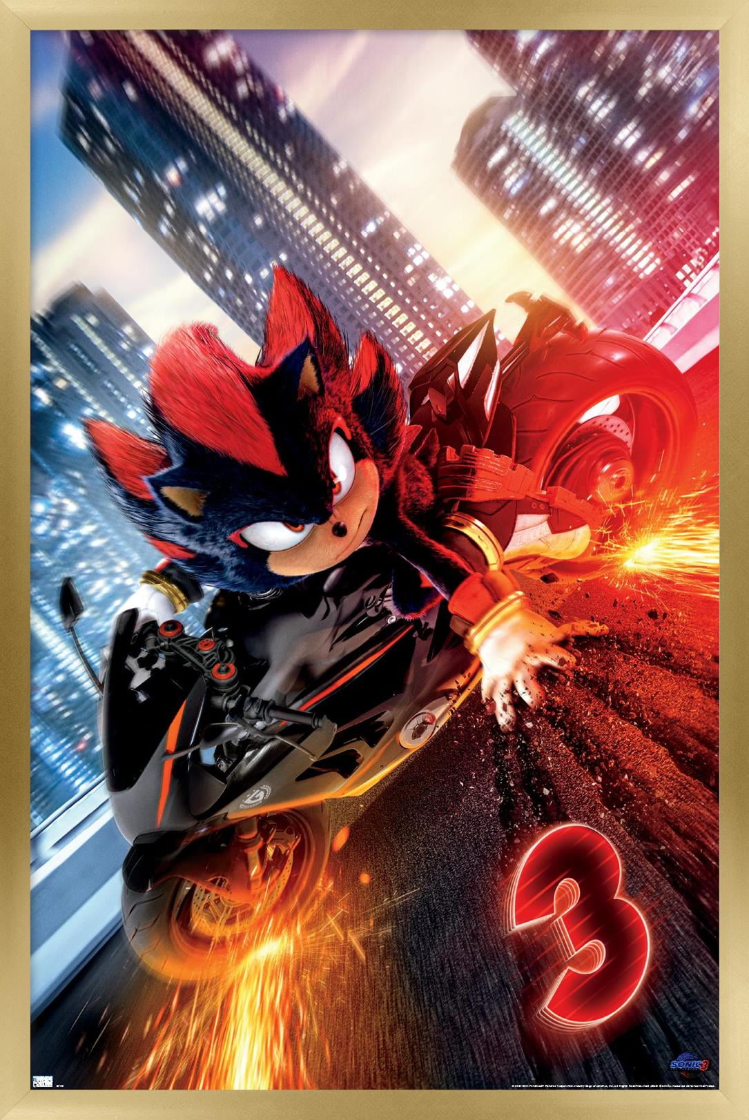 Sonic The Hedgehog 3 - Shadow Motorcycle One Sheet Wall Poster, 14.725 ...