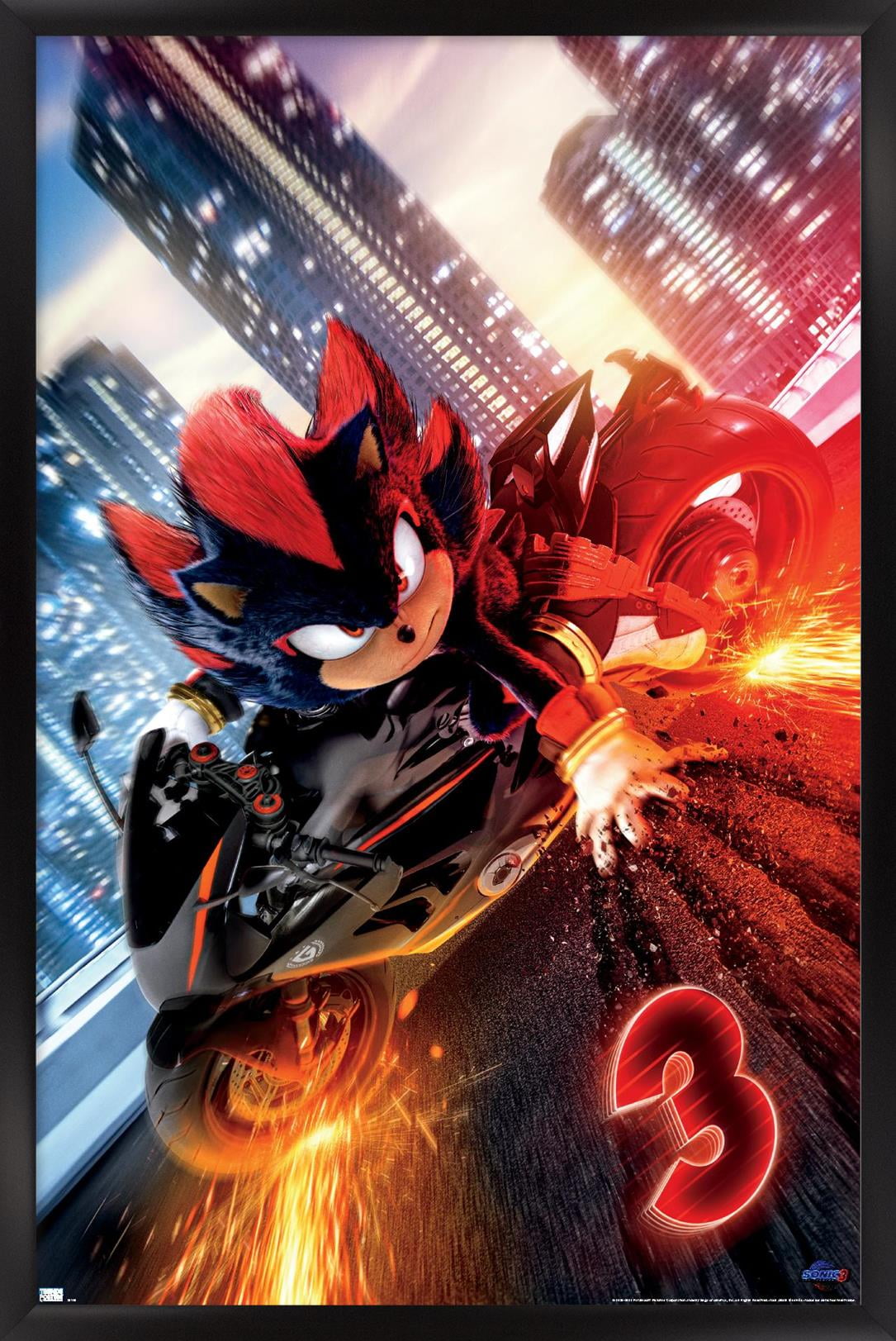 Sonic The Hedgehog 3 - Shadow Motorcycle One Sheet Wall Poster, 22.375 ...