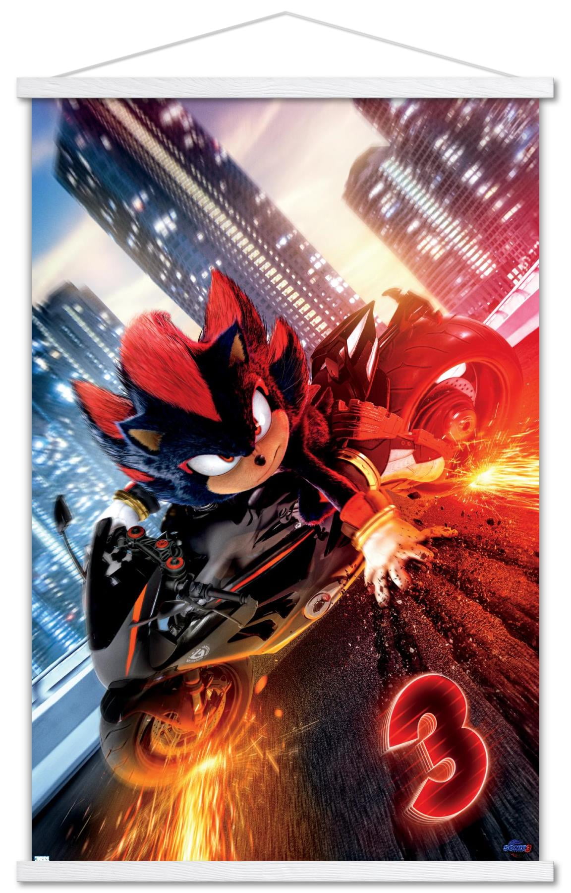 Sonic The Hedgehog 3 - Shadow Motorcycle One Sheet Wall Poster with ...
