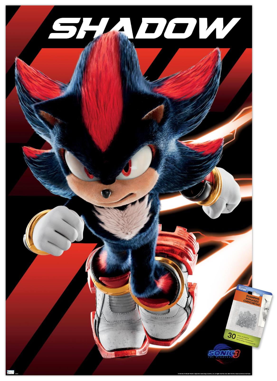 Sonic The Hedgehog 3 - Shadow Wall Poster with Push Pins, 22.375" x 34 ...