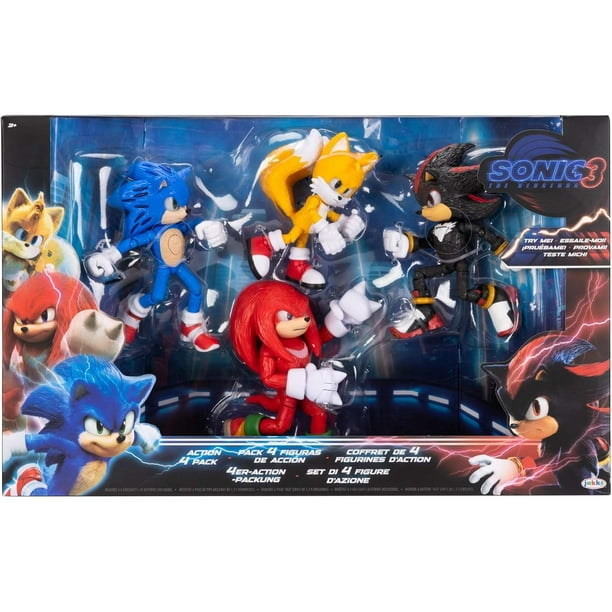 Sonic The Hedgehog 3 Sonic, Tails, Knuckles & Shadow Action Figure 4-Pack (Light-Up) - Walmart ...