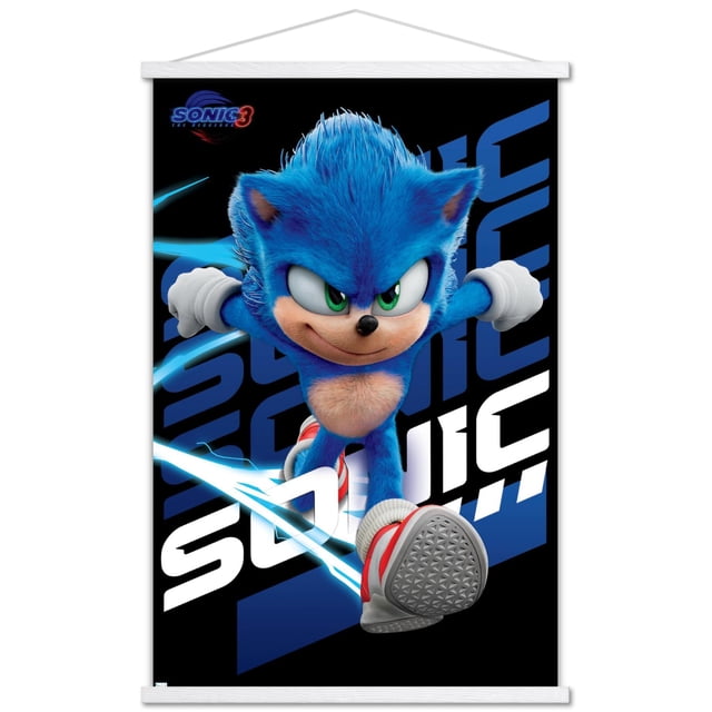Sonic The Hedgehog 3 - Sonic Wall Poster with Magnetic Frame, 22.375" x ...