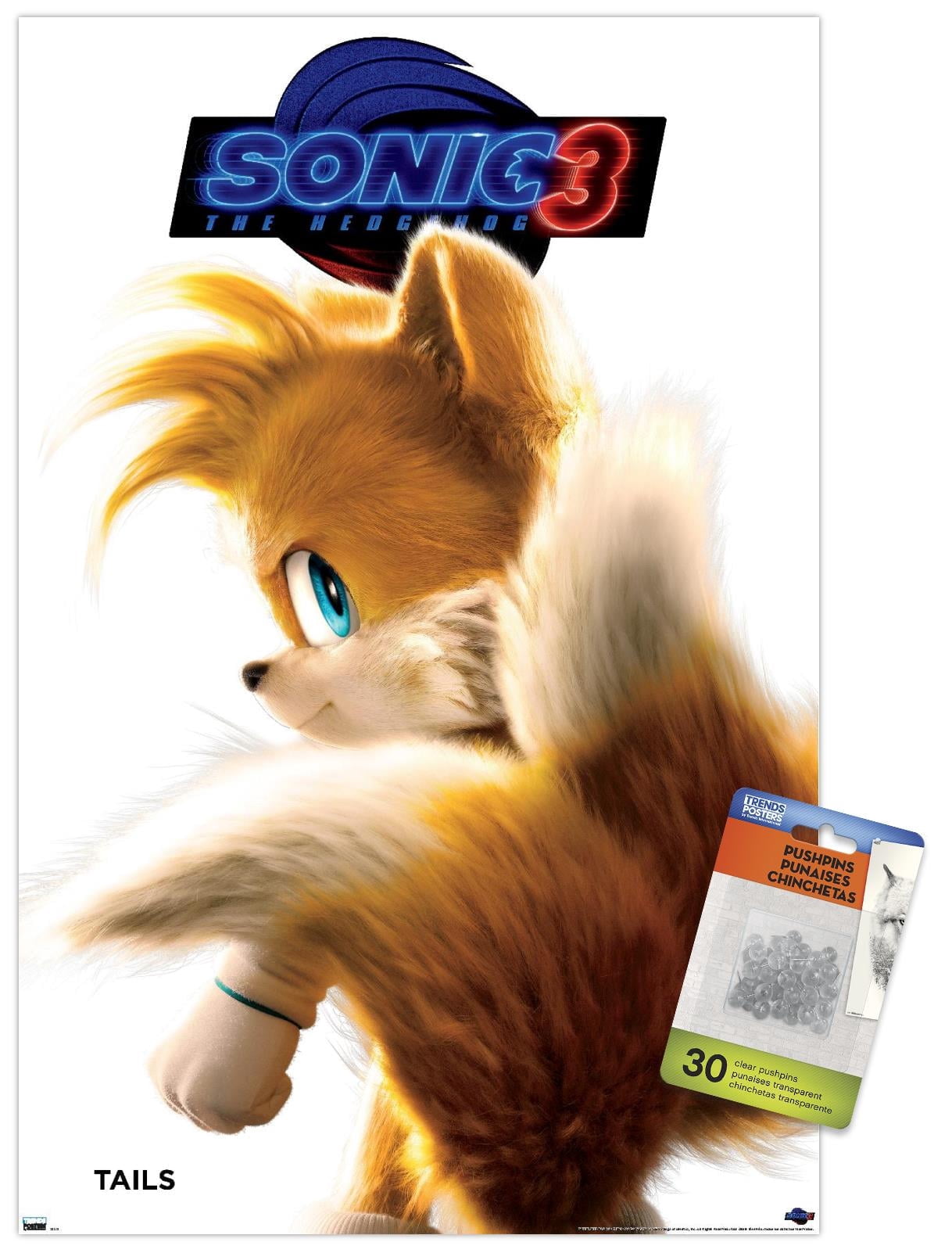 Sonic The Hedgehog 3 - Tails Feature Series Wall Poster with Push Pins ...