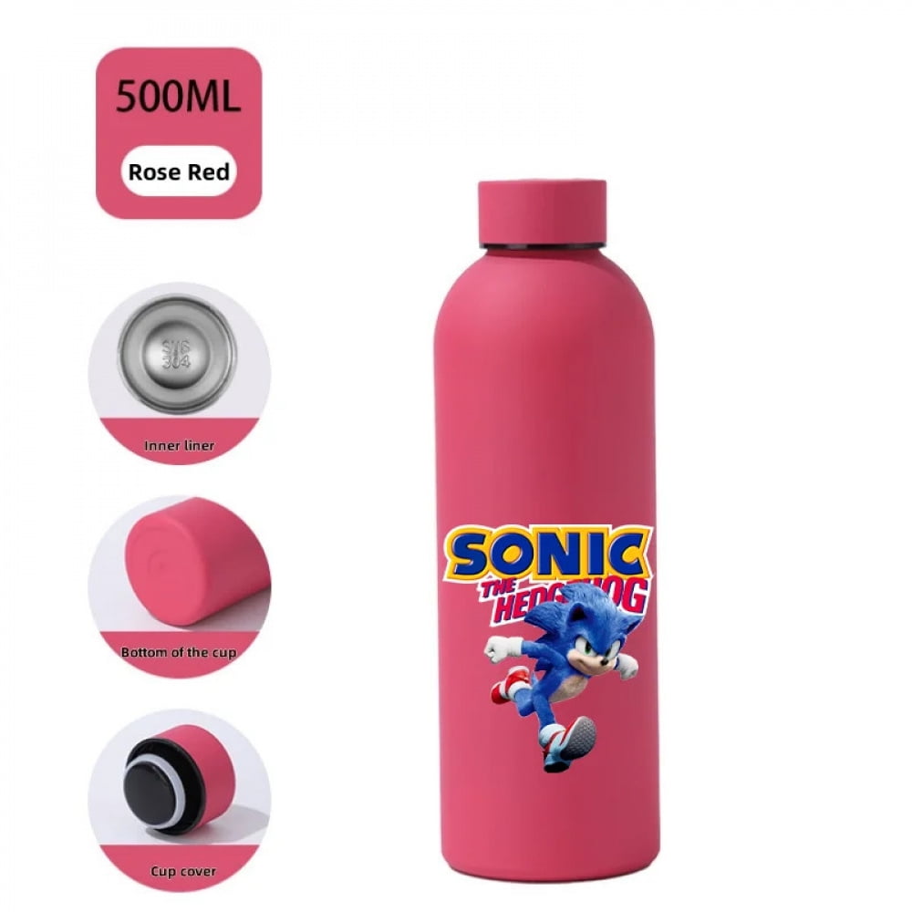 Sonic The Hedgehog 500ML Portable Kids Thermos Mug with Straw Stainless ...
