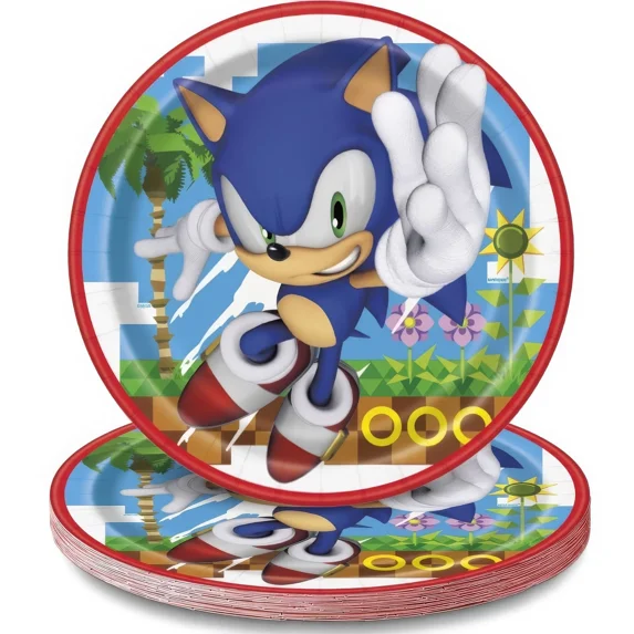 Sonic The Hedgehog 9 Inch Paper Plates Red Blue 8 Pack Party Supplies ...
