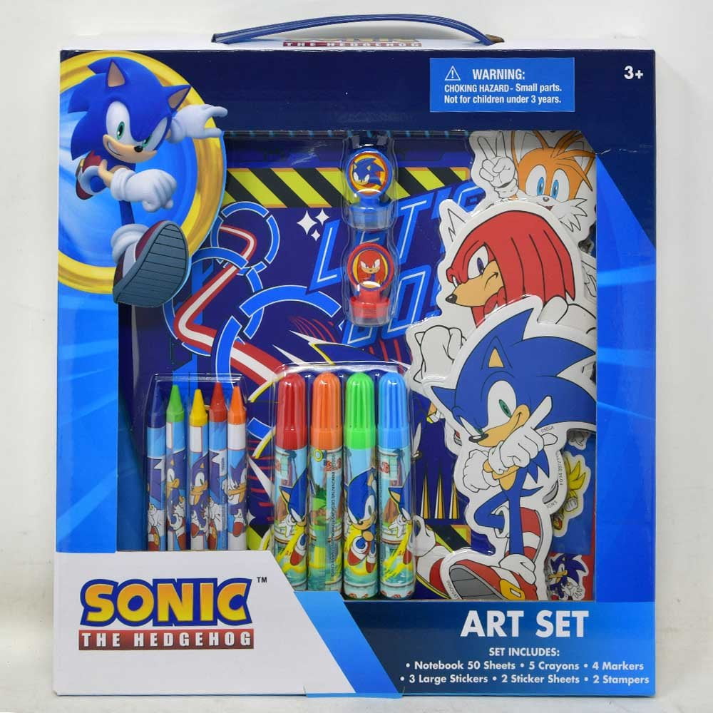 Sonic The Hedgehog Art Set in Box- notebook, crayons, markers, stickers ...