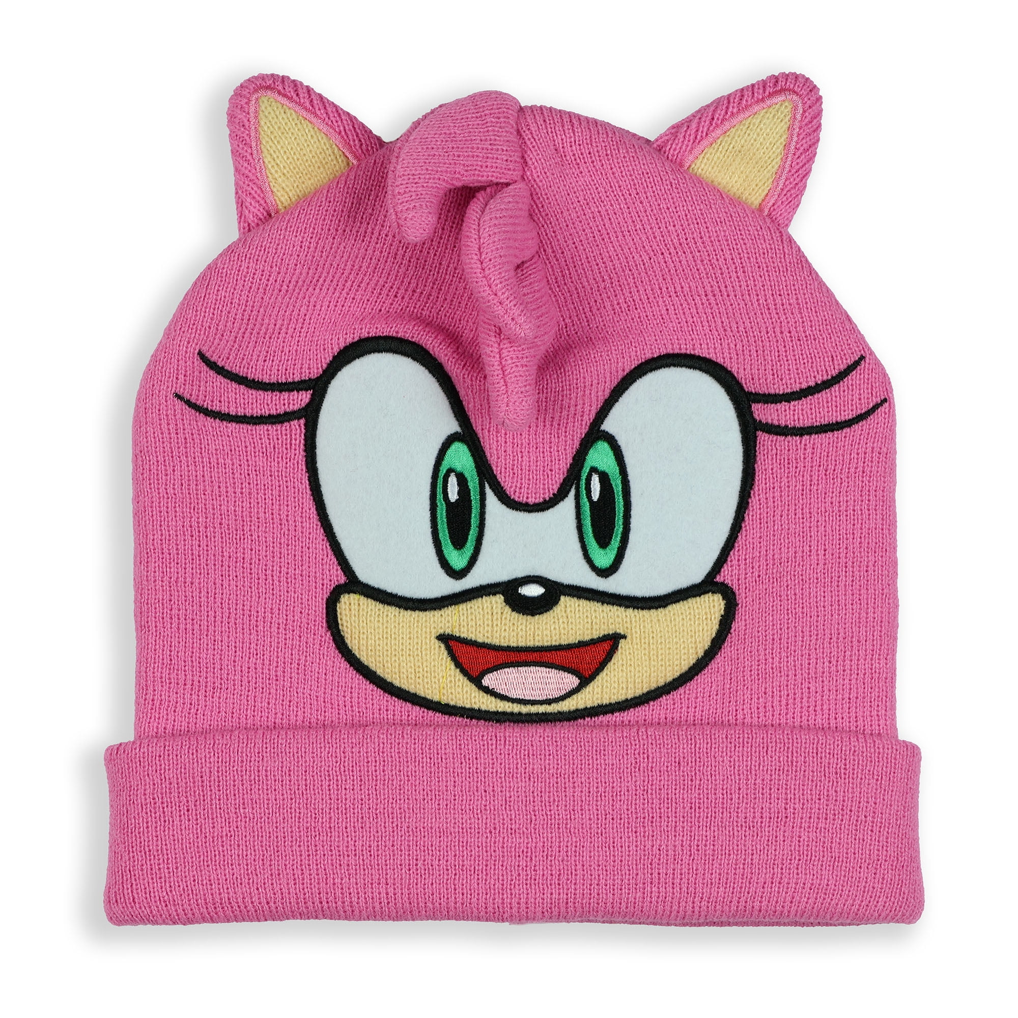 Sonic The Hedgehog Beanie Amy Rose Cuffed Knit Hat with 3D Quills and ...