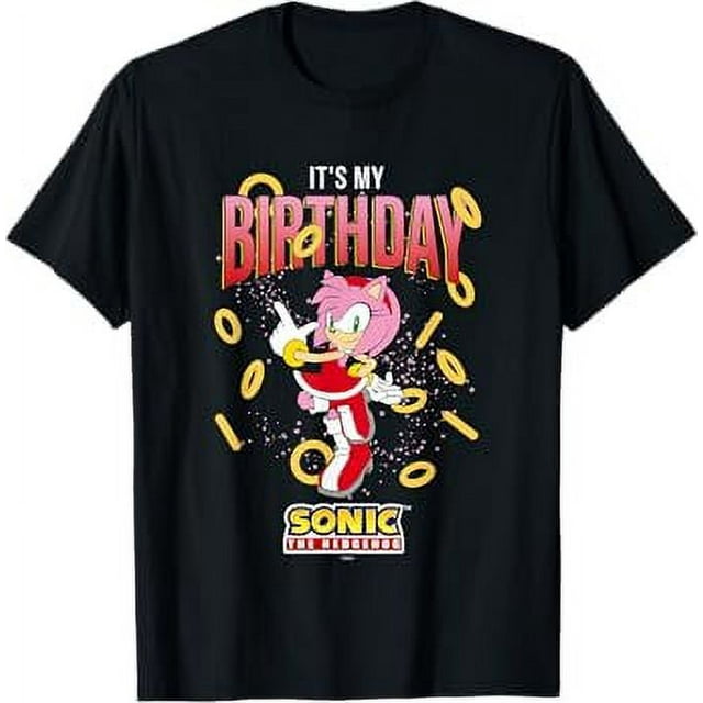 Sonic The Hedgehog Birthday It's My Birthday Amy Rose Rings T-Shirt ...