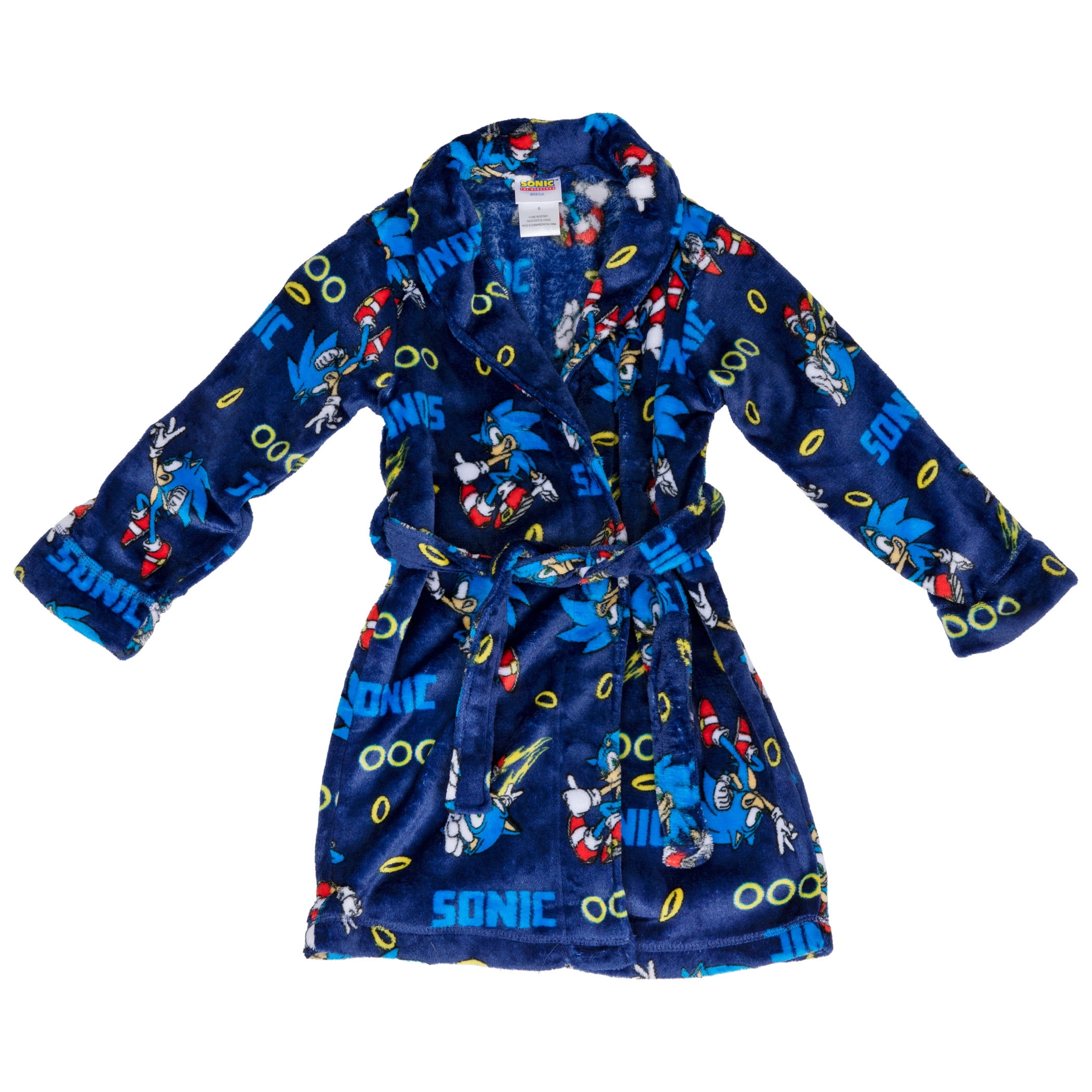 Sonic The Hedgehog Boy's Video Game Plush Fleece Kids Pajama Bathrobe ...