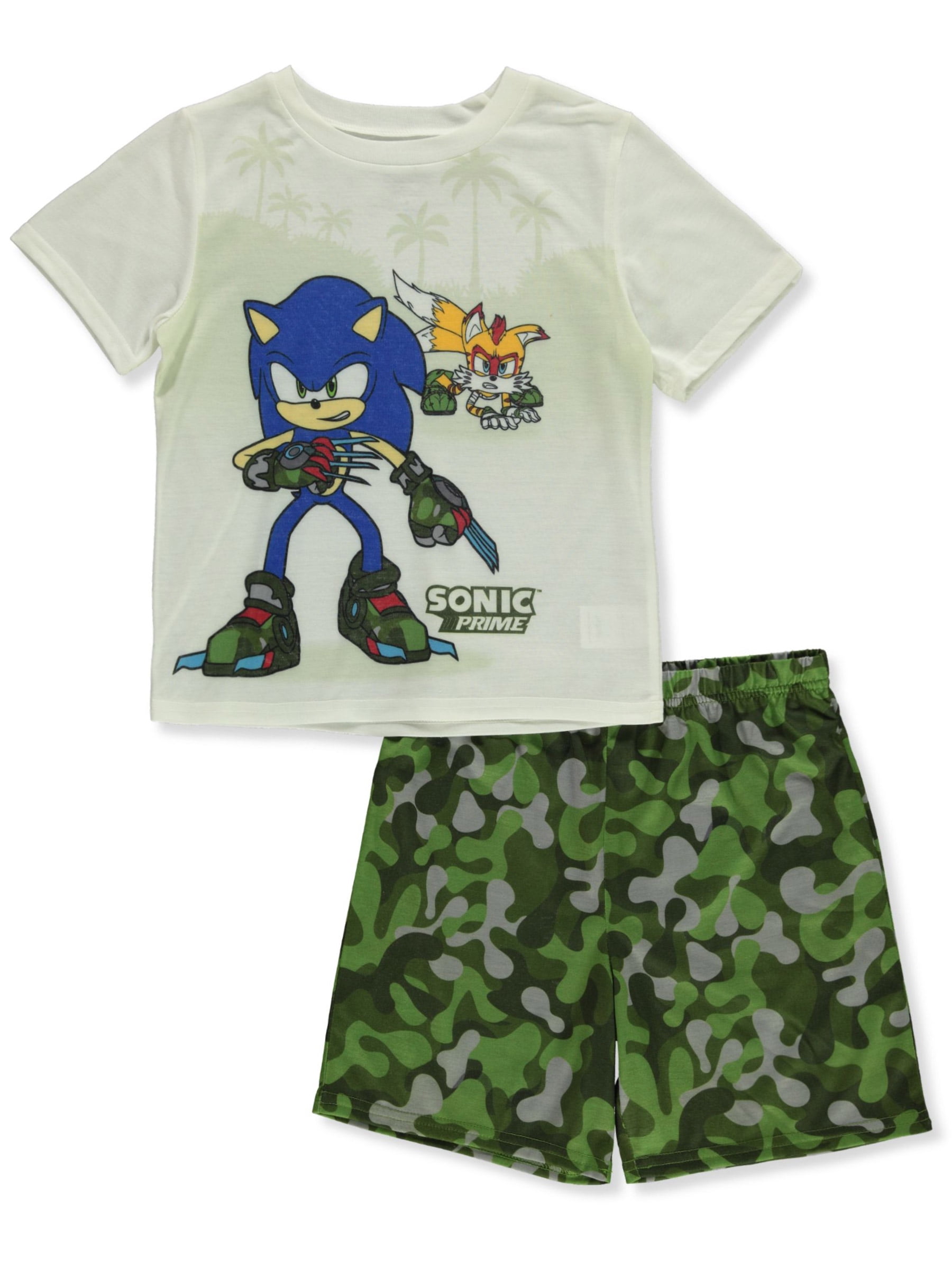 Boys 4-10 Sonic Prime Short Sleeve Top & Shorts Pajama Set Color: White ...