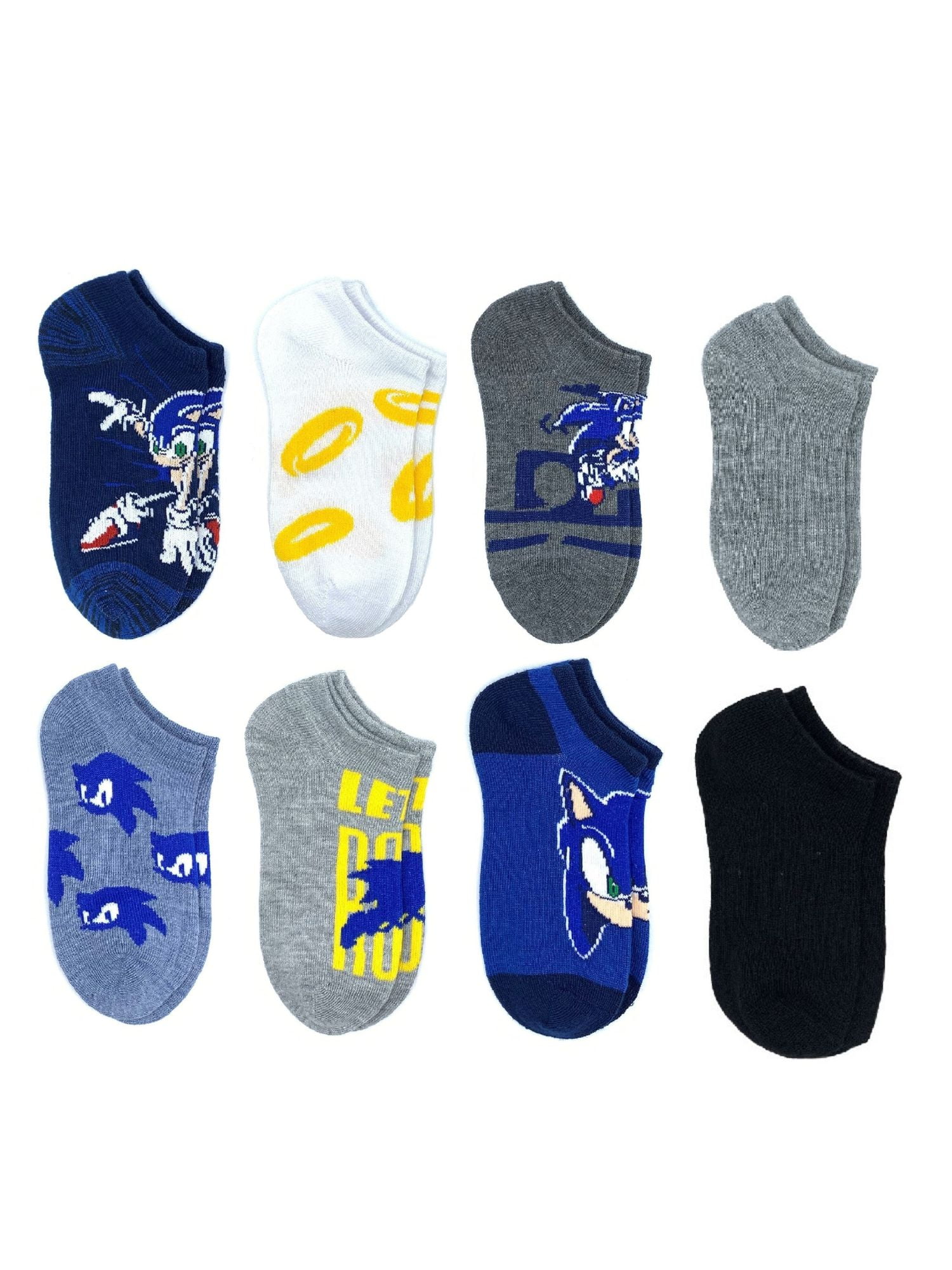Sonic The Hedgehog, Boys 6+2 Bonus No-Show Socks, 8-Pack Sizes, S-L ...