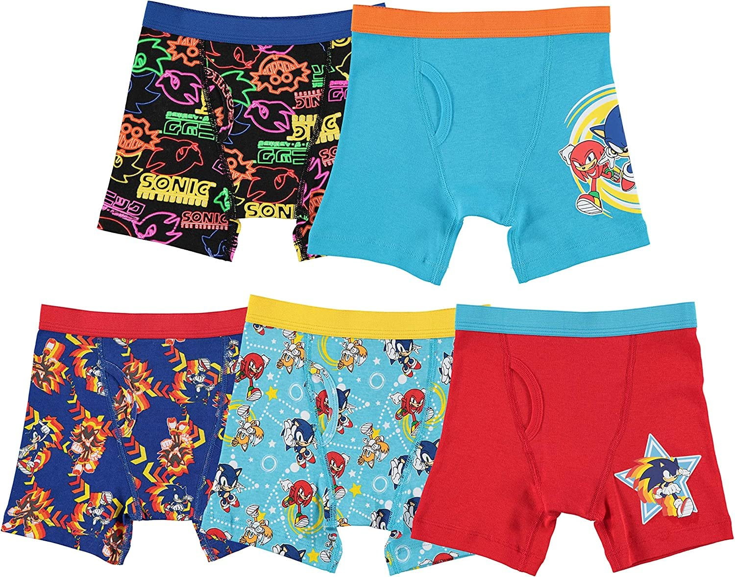 Sonic The Hedgehog Boys Elastic Waistband Cotton Boxer Briefs, (5 Pack ...