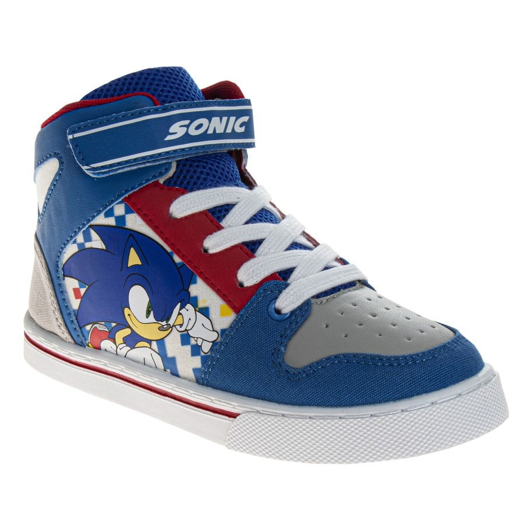 Sonic The Hedgehog Boys' Hook and Loop Hi-Top Canvas Sneakers. (Little Kids/Big Kids)Blue, Size ...