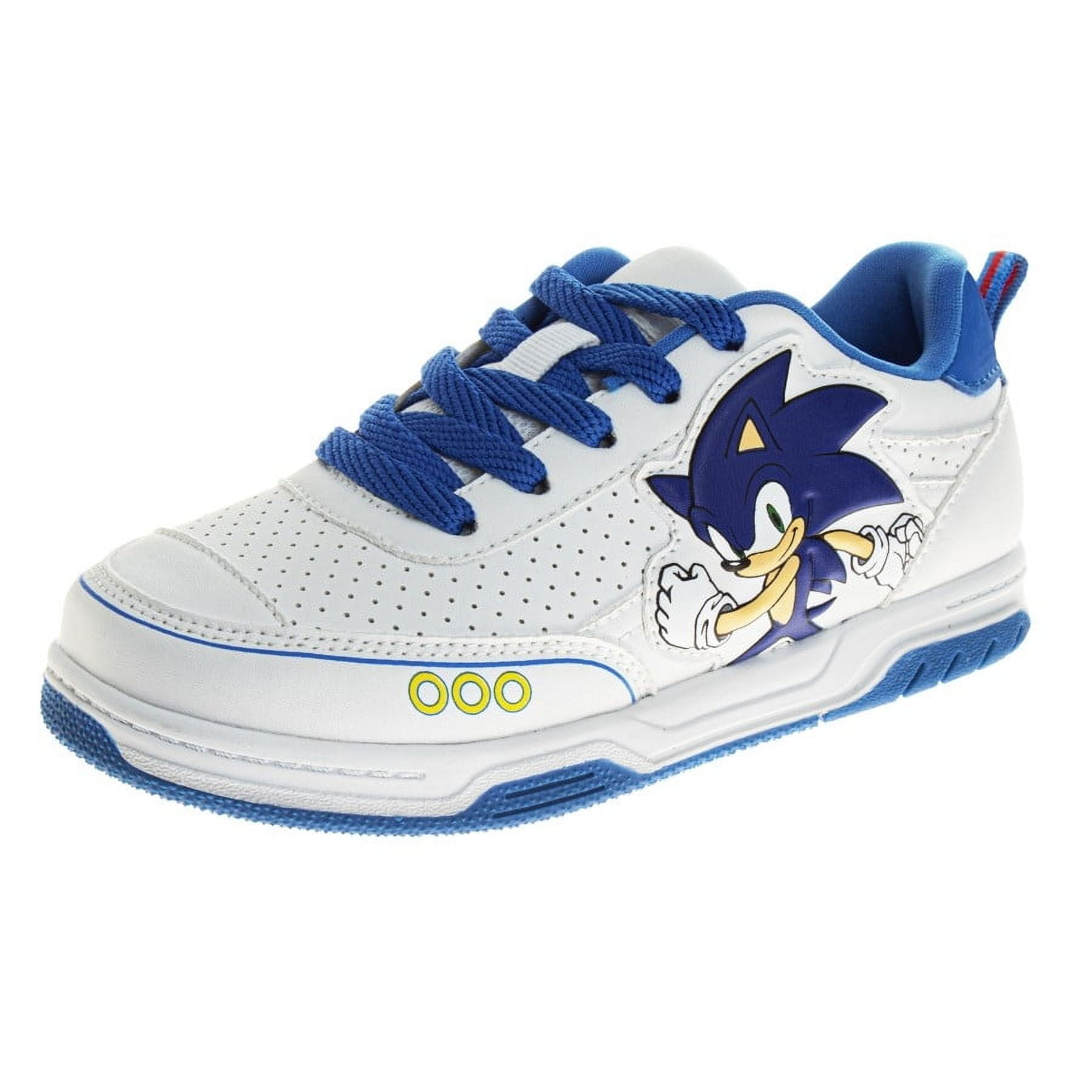 Sonic The Hedgehog Boys Lace-Up Sneakers, Closed Toe White/Blue, Size 3 ...