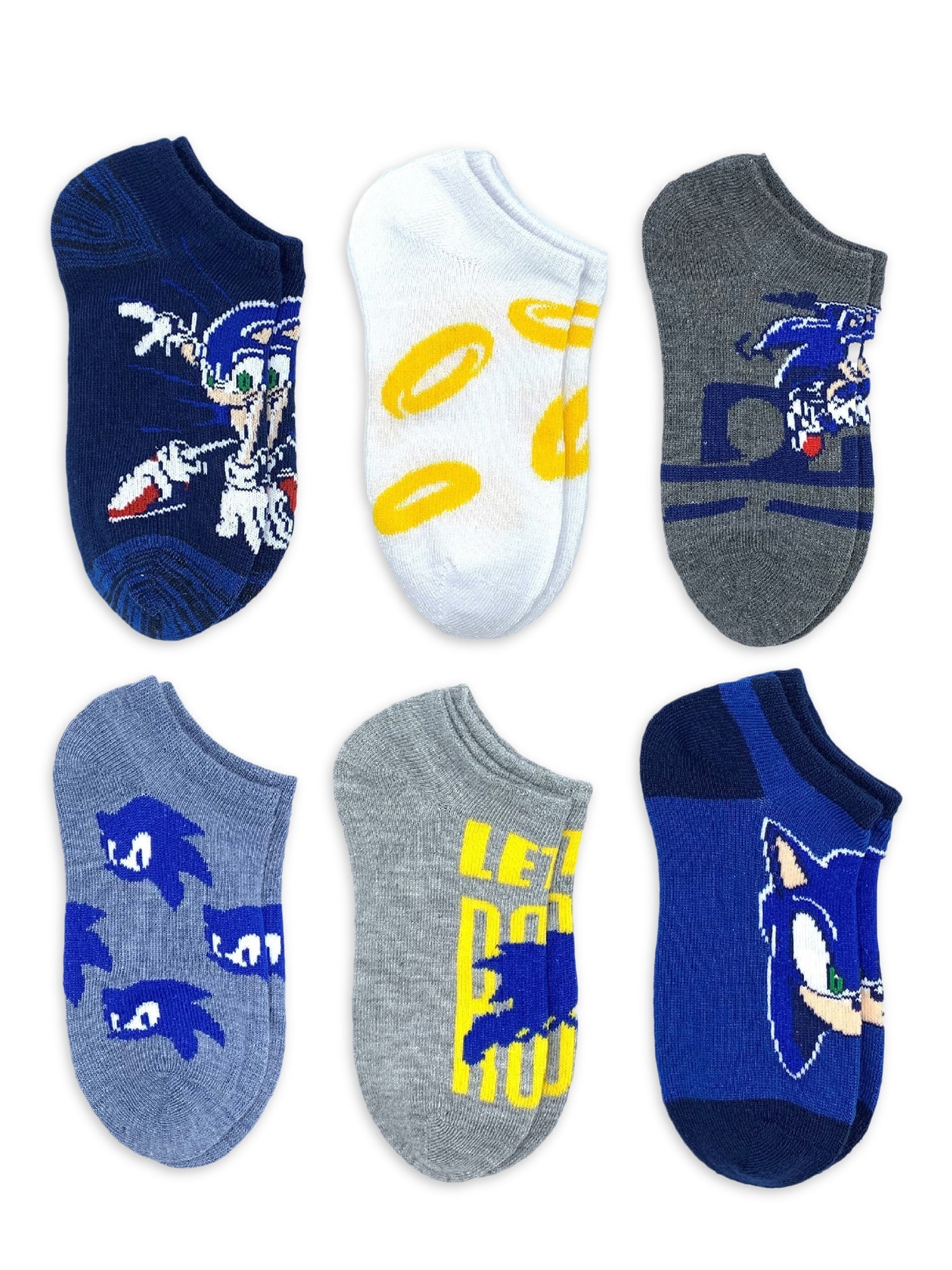 Sonic The Hedgehog, Boys No-Show Socks, 6-Pack, Sizes S-L - Walmart.com