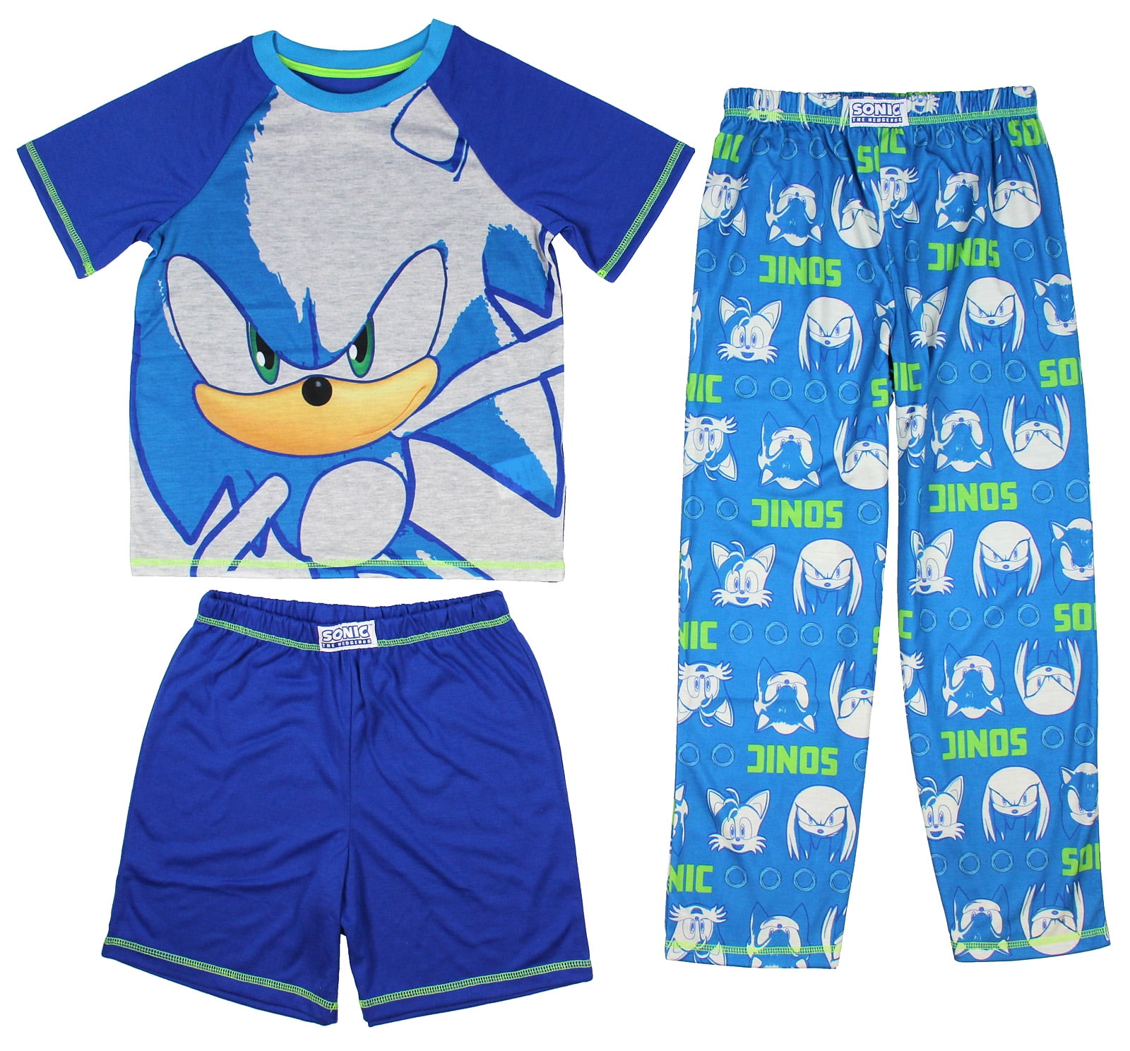 Sonic The Hedgehog Boys' Pajamas 3 Piece Sleepwear Loungewear Pajama ...