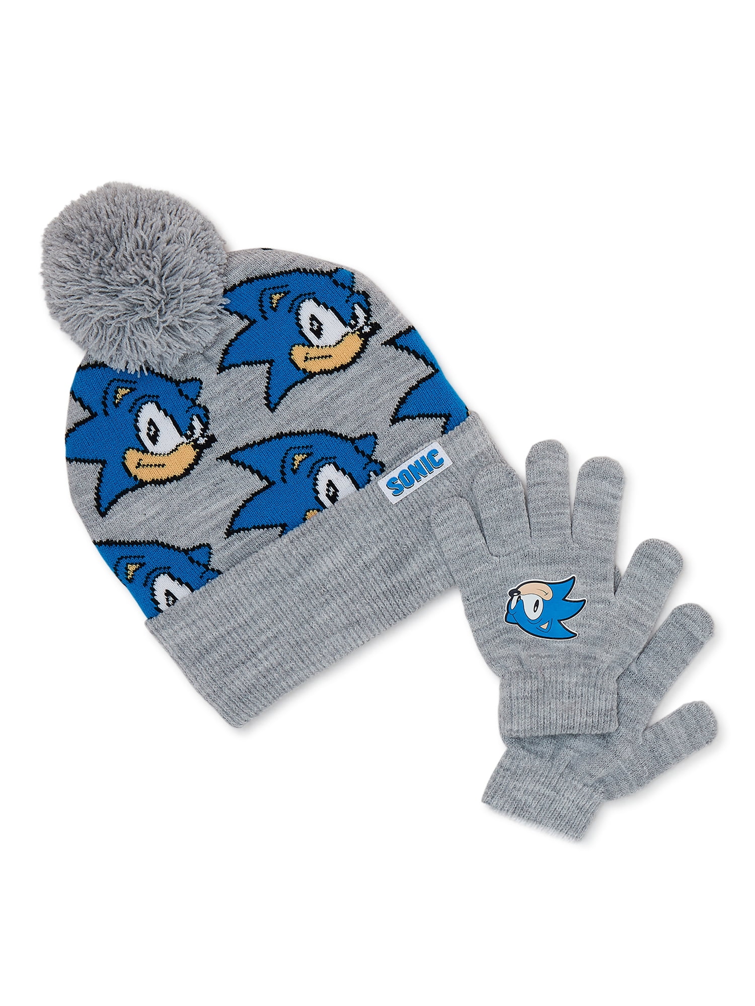 Sonic The Hedgehog Boys Pom Beanie Hat and Gloves, 2-Piece Set ...