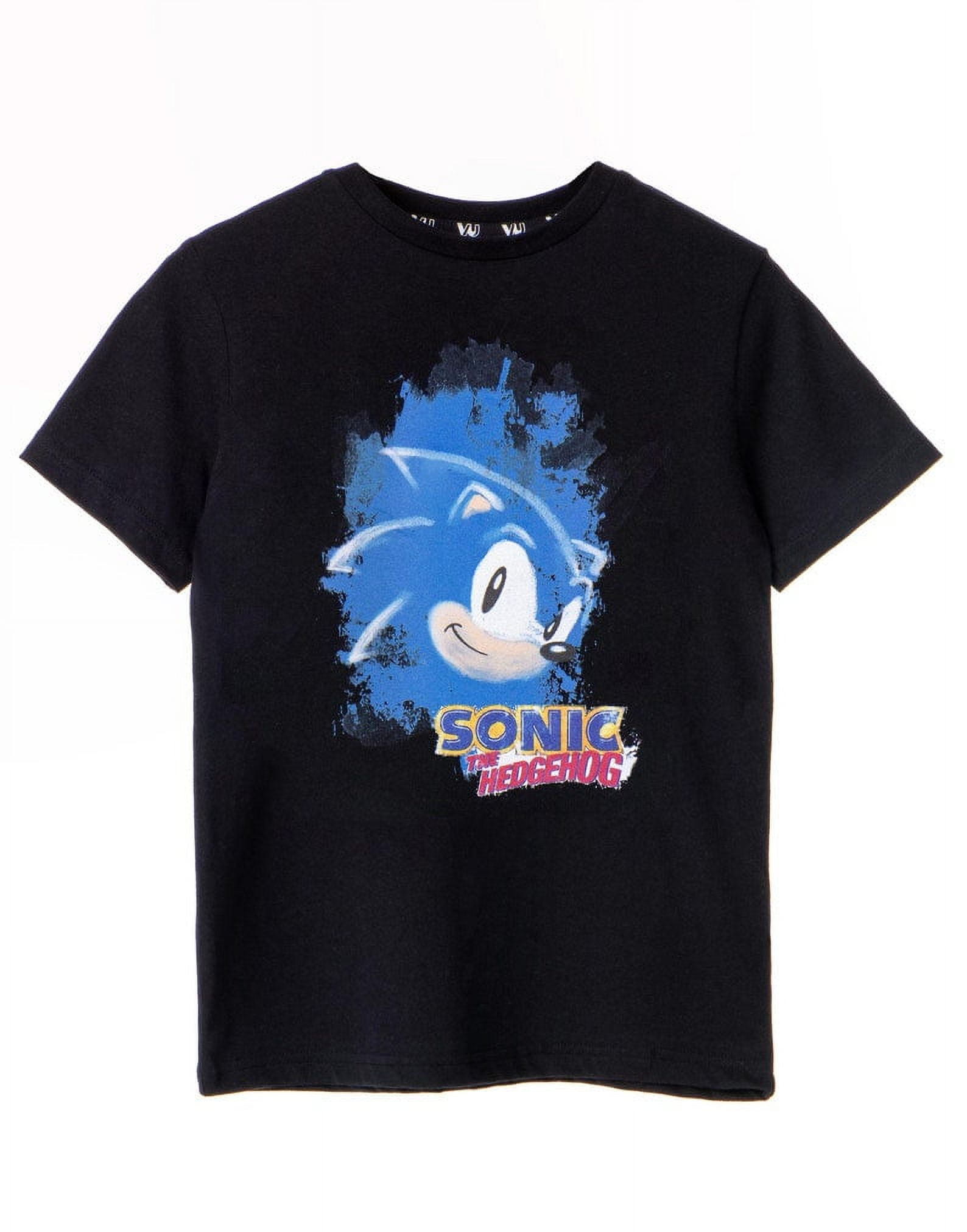 Sonic The Hedgehog Boys T-Shirt | Kids Sonic Black Watercolour Graphic ...