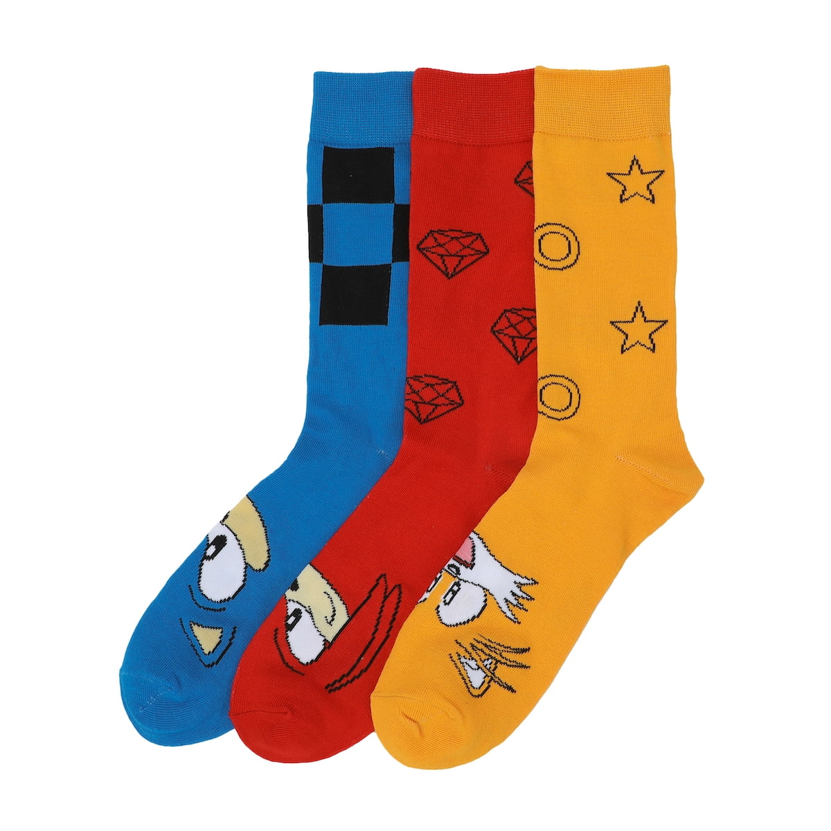Sonic The Hedgehog Character Patterns 3-Pair Adult Casual Crew Socks ...
