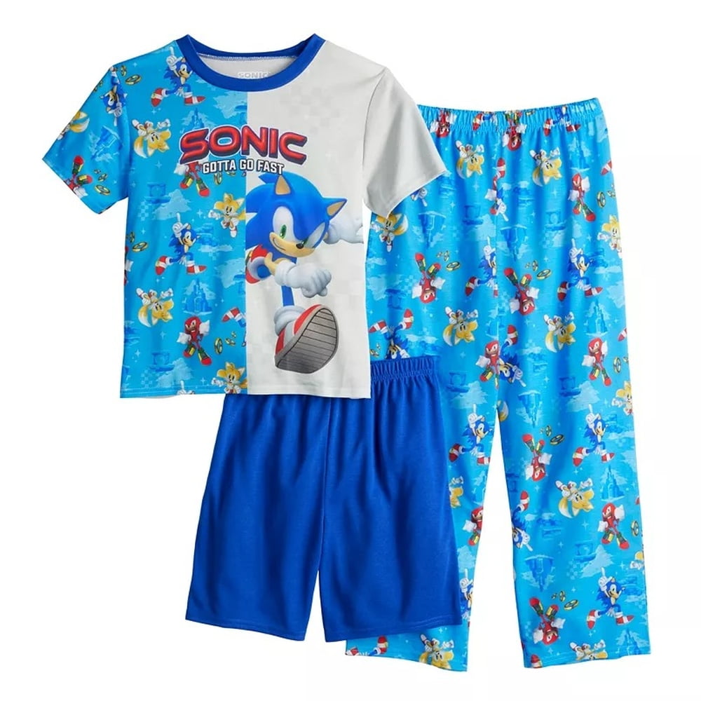 Sonic The Hedgehog 'Gotta Go Fast' 3-PiecePants, Shorts Pajama Set ...
