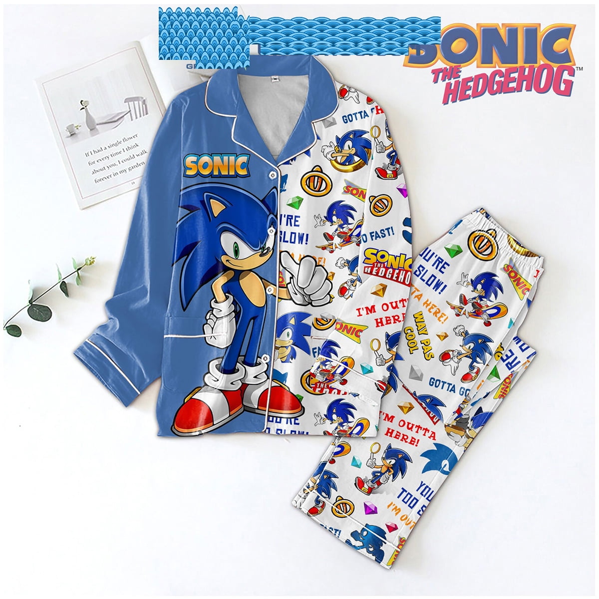 Sonic The Hedgehog Gotta Go Polyester Pajamas Set - Walmart.com
