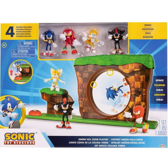 Sonic The Hedgehog Green Hill Zone Playset (Includes Sonic, Kuckles ...
