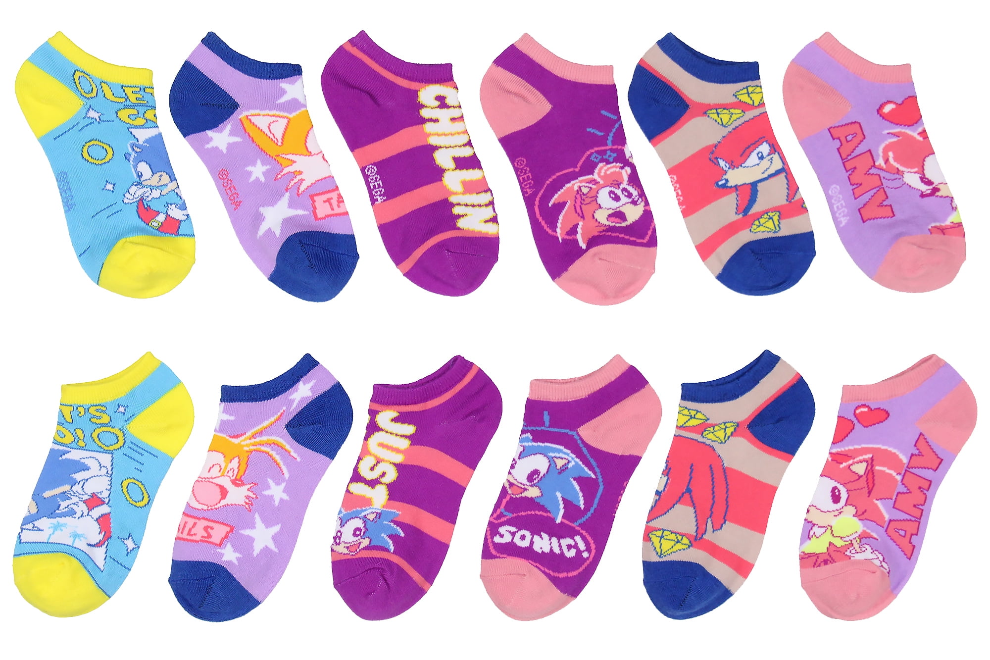 Seven Times Six Sonic The Hedgehog Kids Ankle Socks, 6 Pack, Vibrant ...