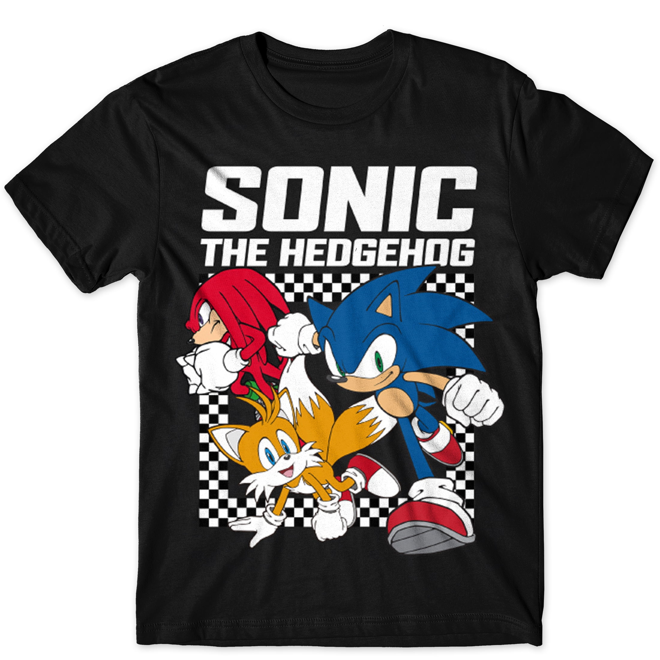 Sonic The Hedgehog Knuckles Miles Group T-Shirts w Checker Frame for ...