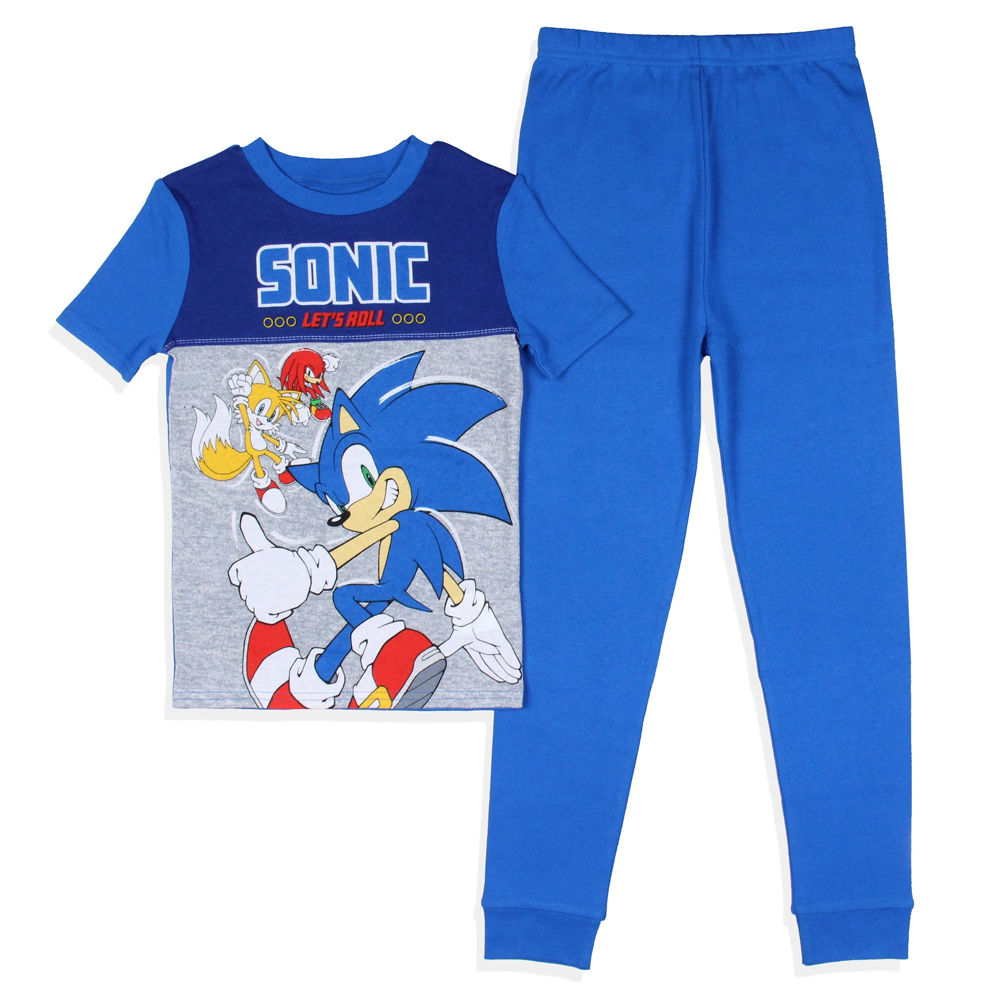 Sonic The Hedgehog Let's Roll Video Game Kids Cotton Pajama Set (4 ...