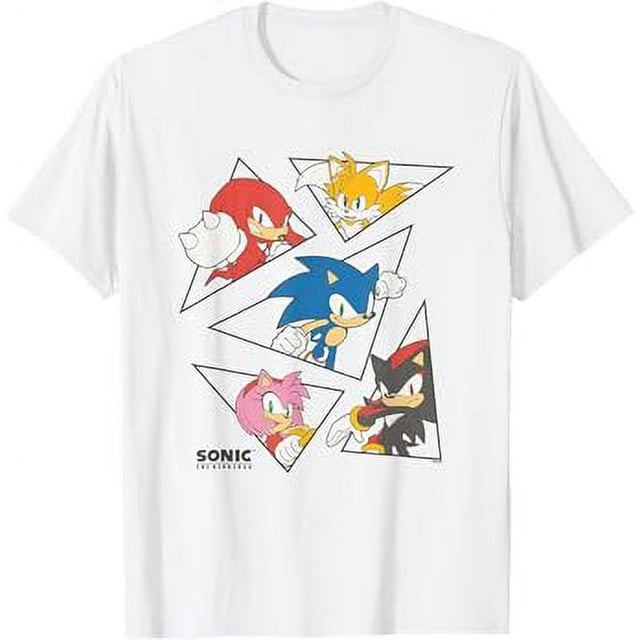 Sonic The Hedgehog Main Characters Triangle Portraits Retro T-Shirt ...