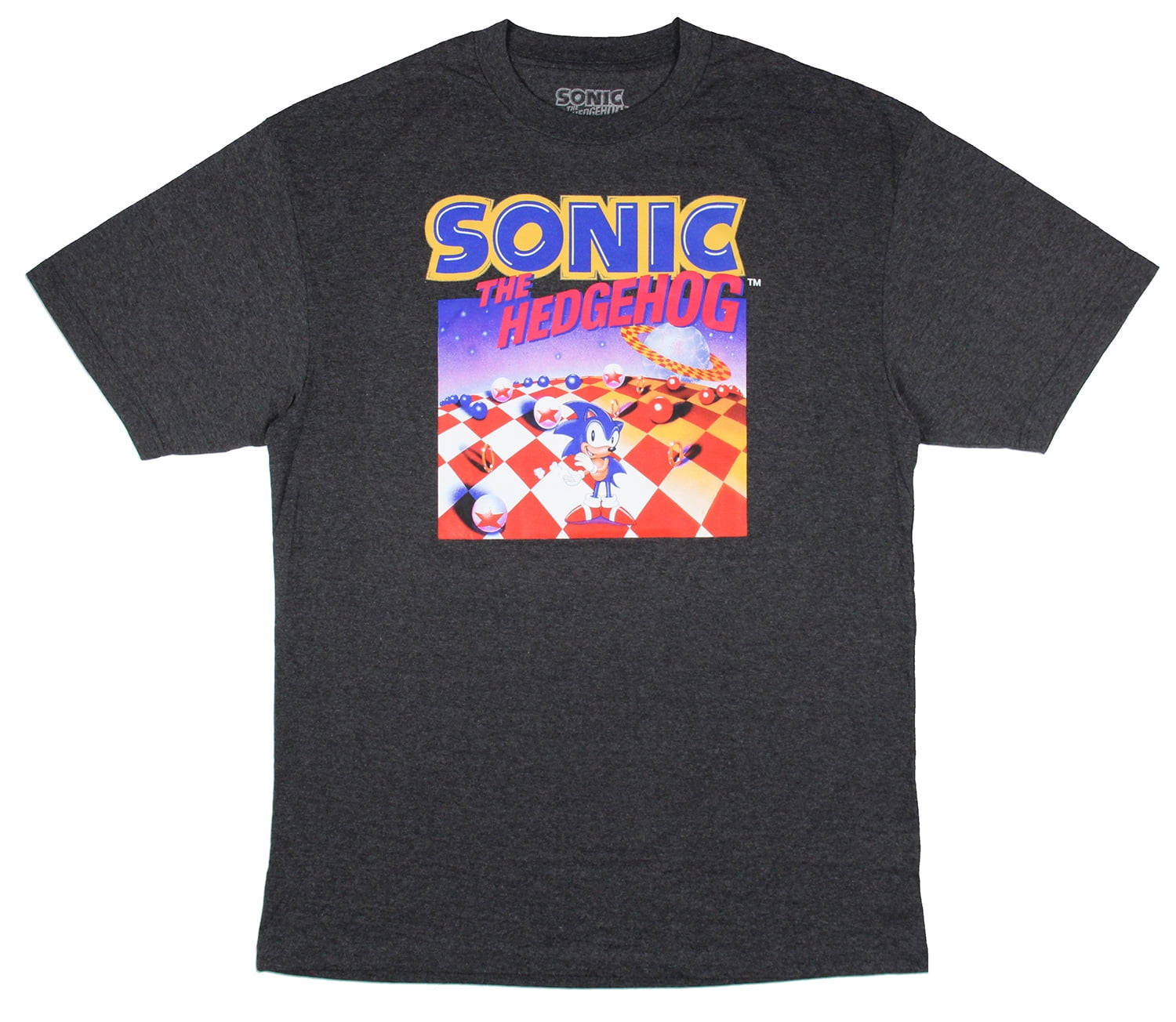 Sonic The Hedgehog Mens' Checkerboard Rings And Stars Big & Tall T ...
