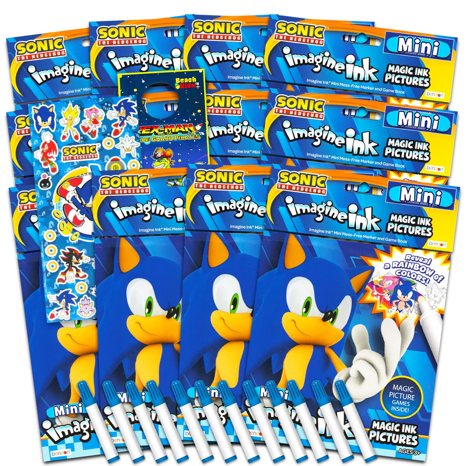 Sonic The Hedgehog Mess Free Coloring Book Set - Sonic Party Supplies Bundle with 12 No-Mess ...