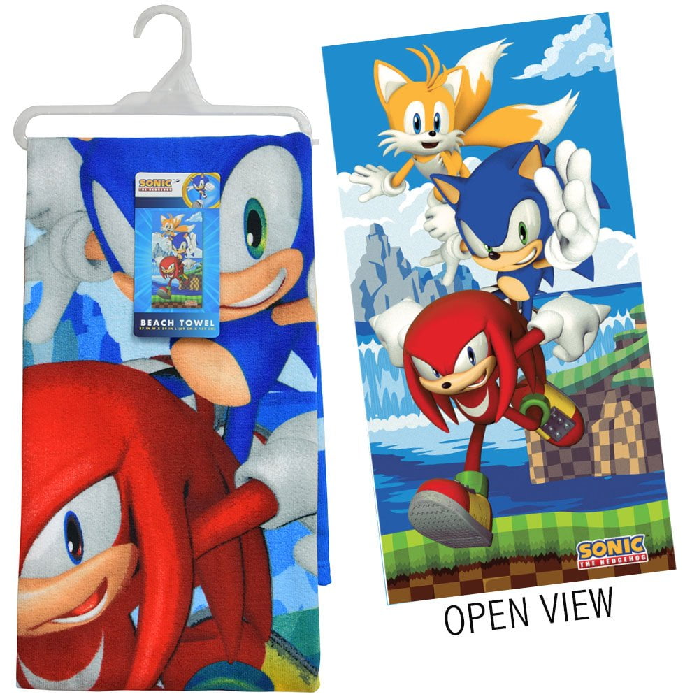 Sonic The Hedgehog Microfiber Beach Towel 27x54" on Hanger with Hangtag ...
