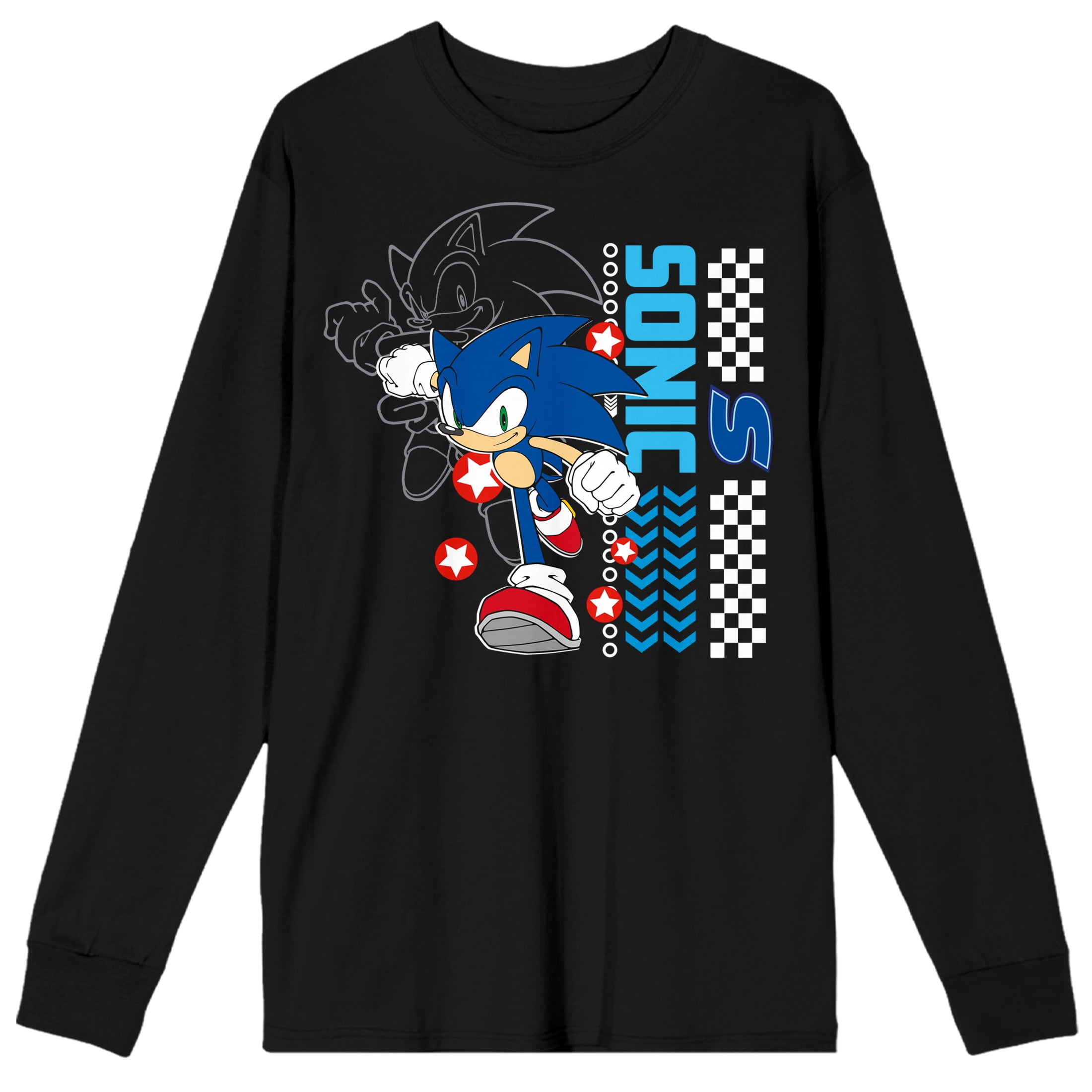 Sonic The Hedgehog Modern Blue Hedgehog Crew Neck Long Sleeve Black ...