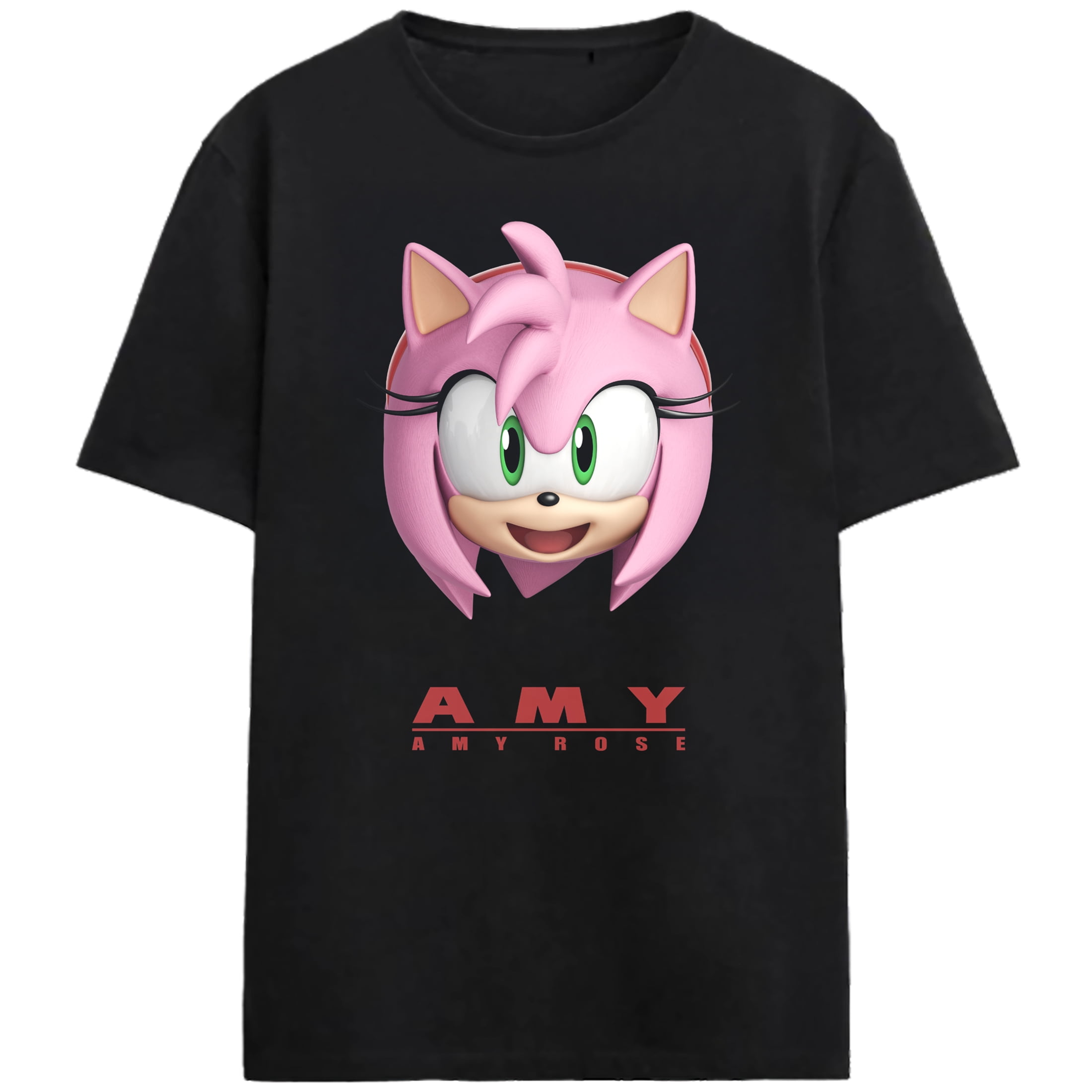 Sonic The Hedgehog Simply Amy Rose Adult Black Crew Neck Short Sleeve T ...