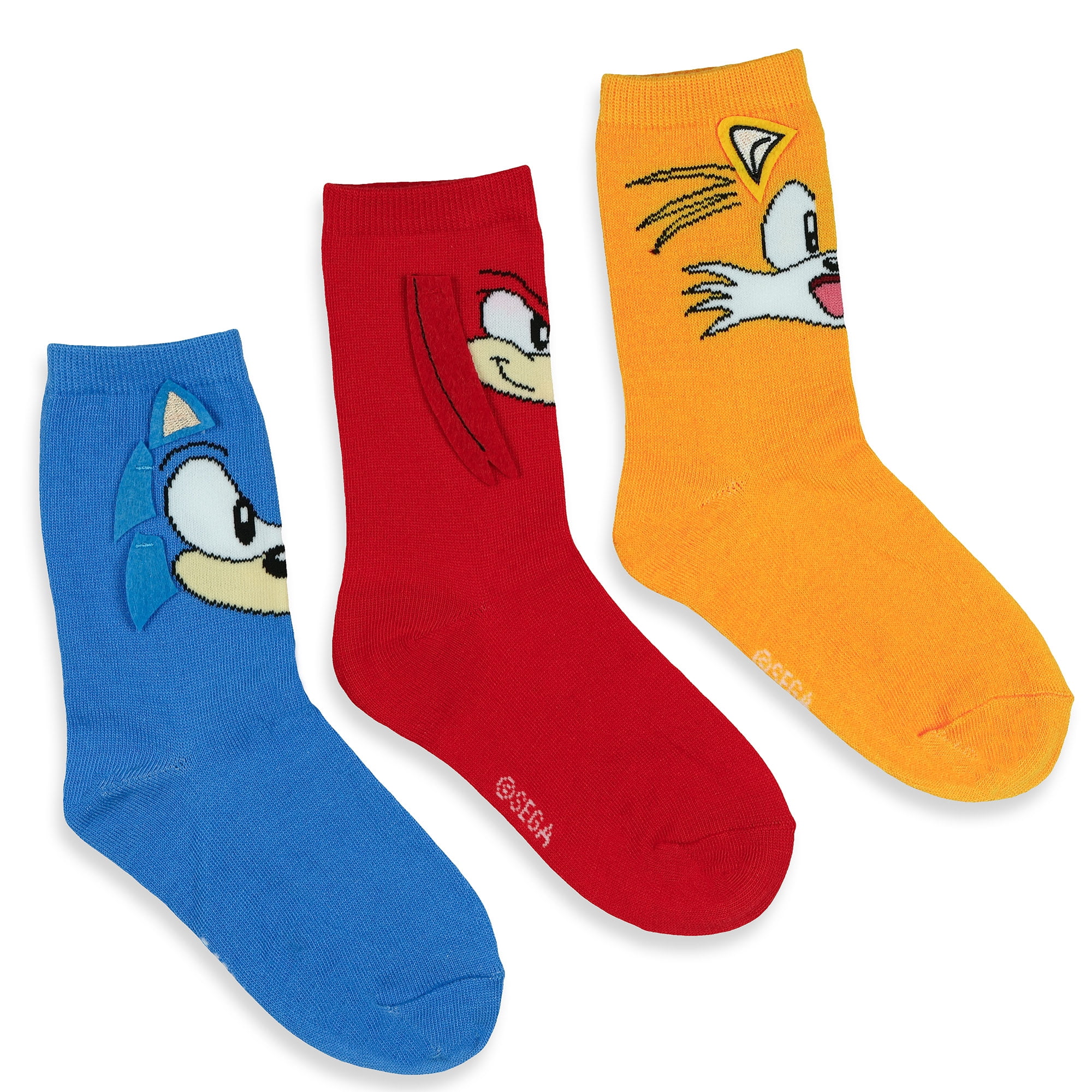 Sonic The Hedgehog Socks Boys' Sonic Knuckles Tails 3D Ears Kids Crew ...
