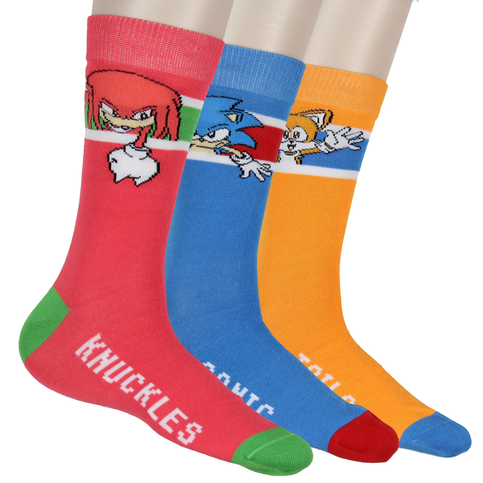 Sonic The Hedgehog Socks Men's 3 Pair Crew Socks Sonic Tails and ...