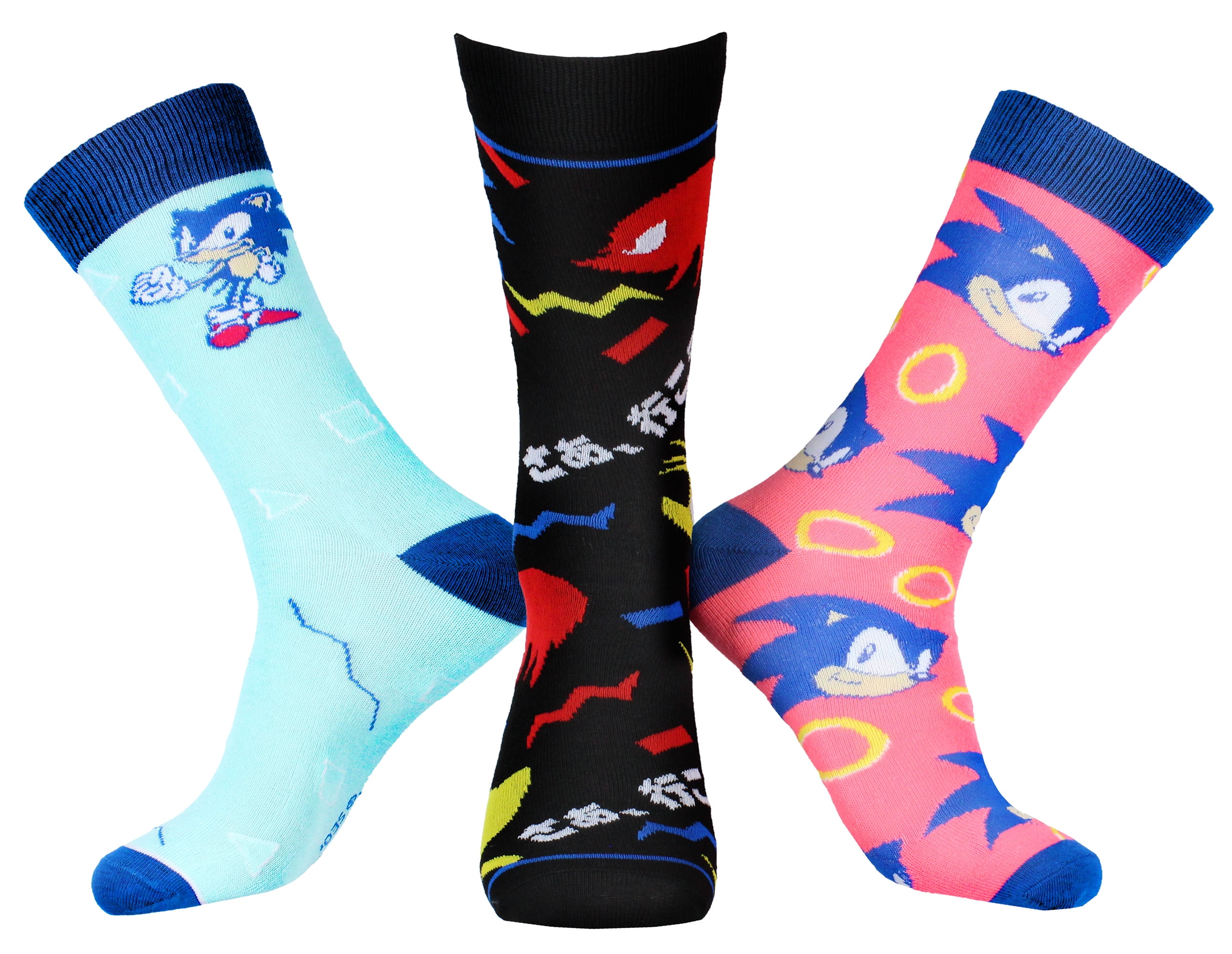 Sonic The Hedgehog Socks Men's Video Game Retro 90s Designs 3 Pack Mid ...