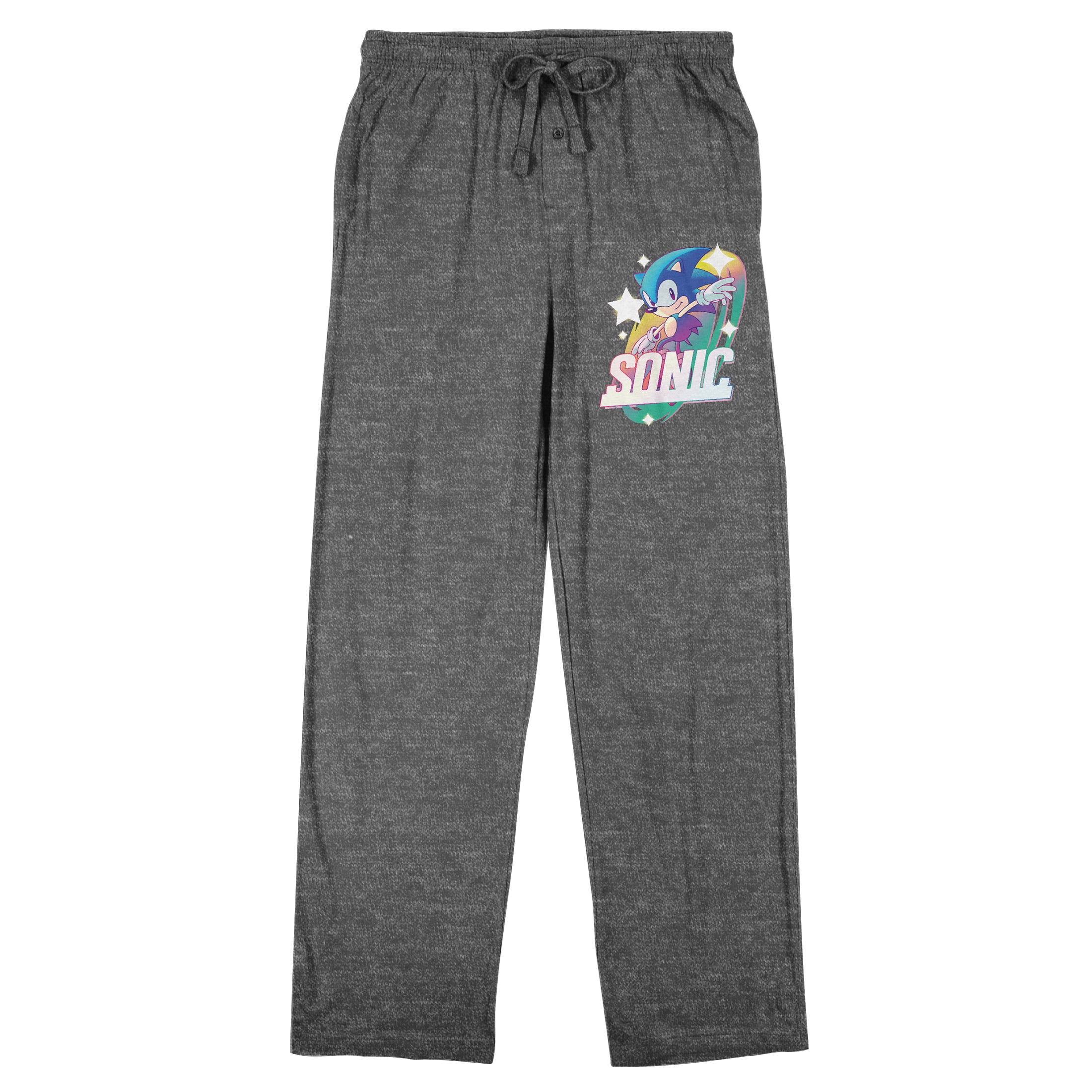 Sonic The Hedgehog Sonic Character Logo Adult Gray Heather Sleep Pajama ...