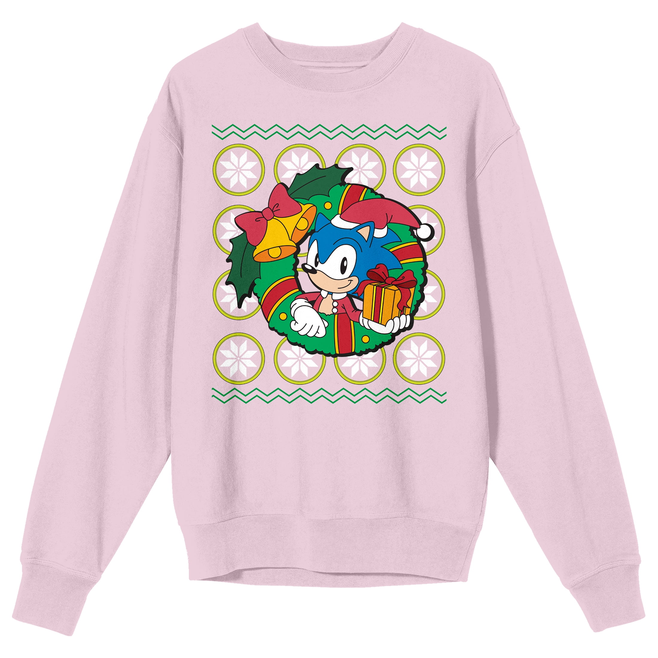 Sonic The Hedgehog Sonic Christmas Wreath Crew Neck Long Sleeve Cradle ...