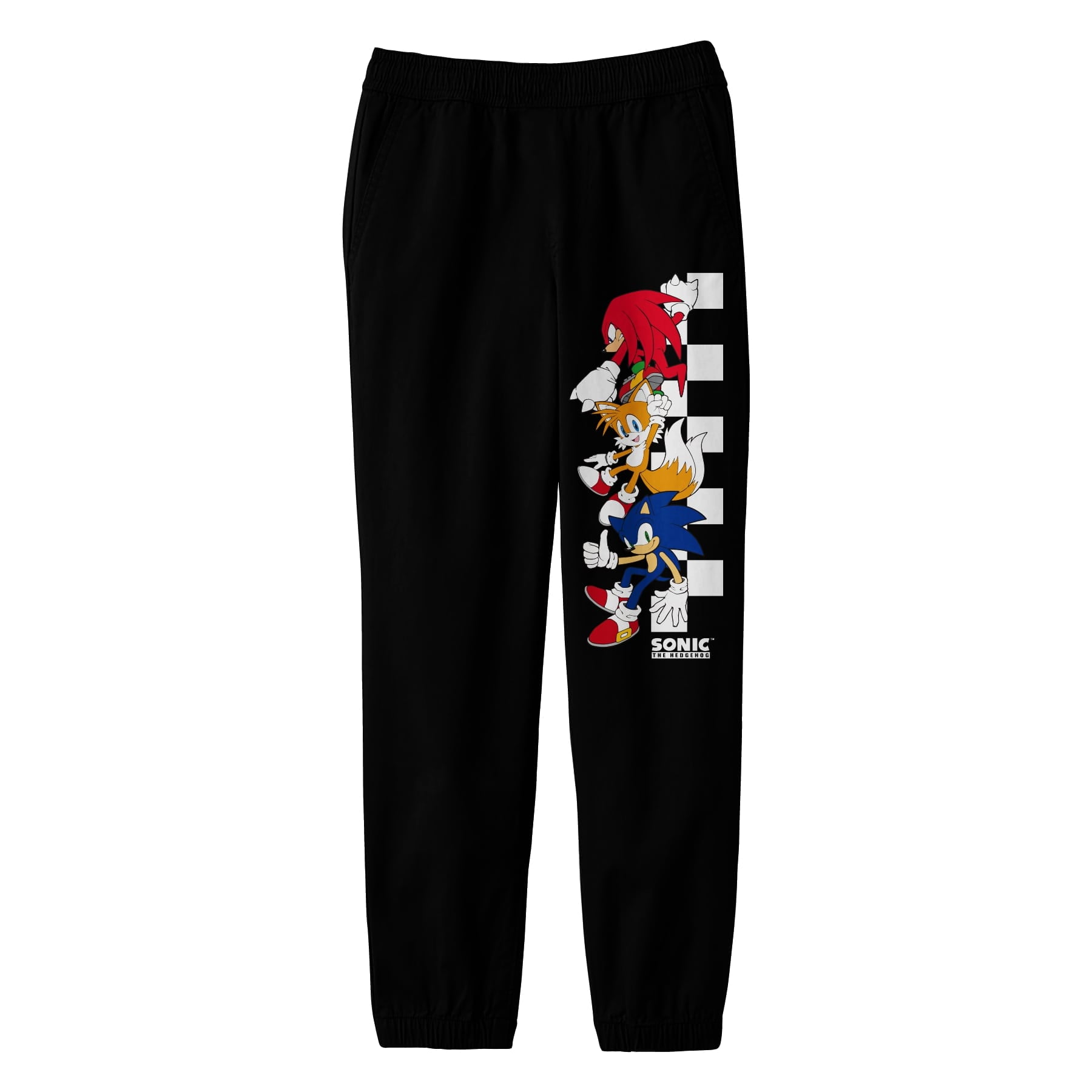 Sonic The Hedgehog Sonic Tails Knuckles Checkered Flag Boy's Black ...