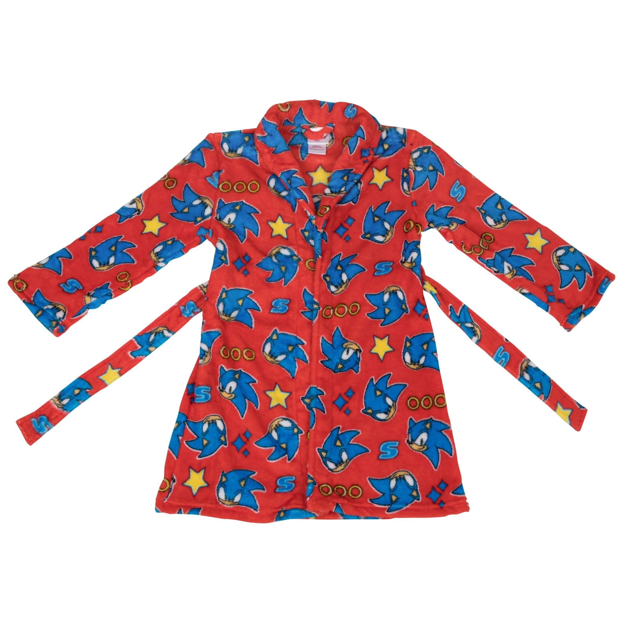 Sonic The Hedgehog Stars and Rings Velvet Fleece Youth Robe-Size 4 ...