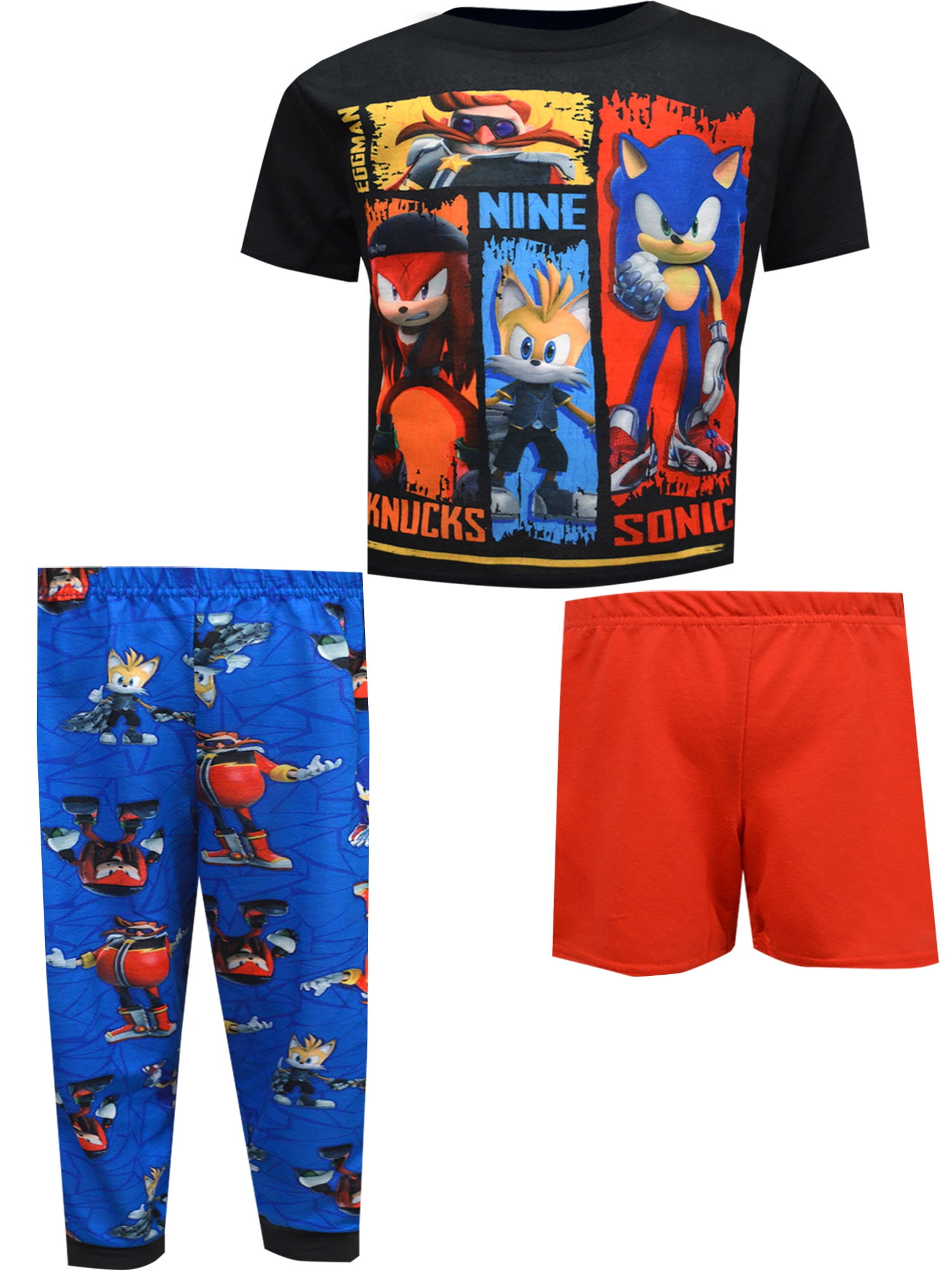 Sonic The Hedgehog, Tails, Knuckles, Eggman Boy's 3-Piece Pajama Set ...